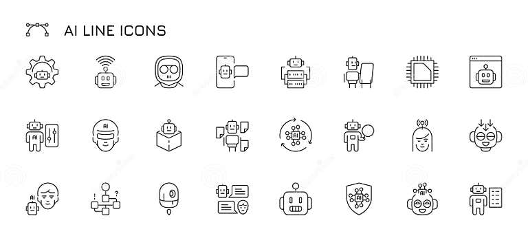 Ai Line Icon. Artificial Intelligence Bot, Voice and Text Chatbot ...