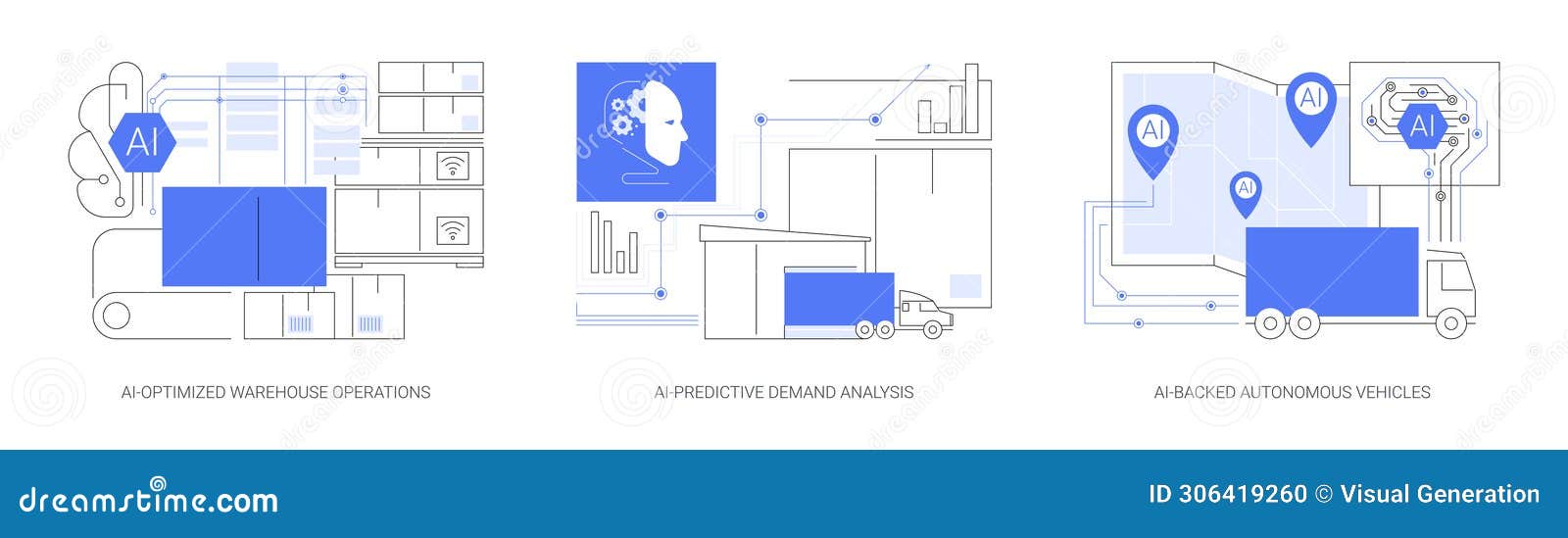AI in Logistics and Warehousing Abstract Concept Vector Illustrations ...