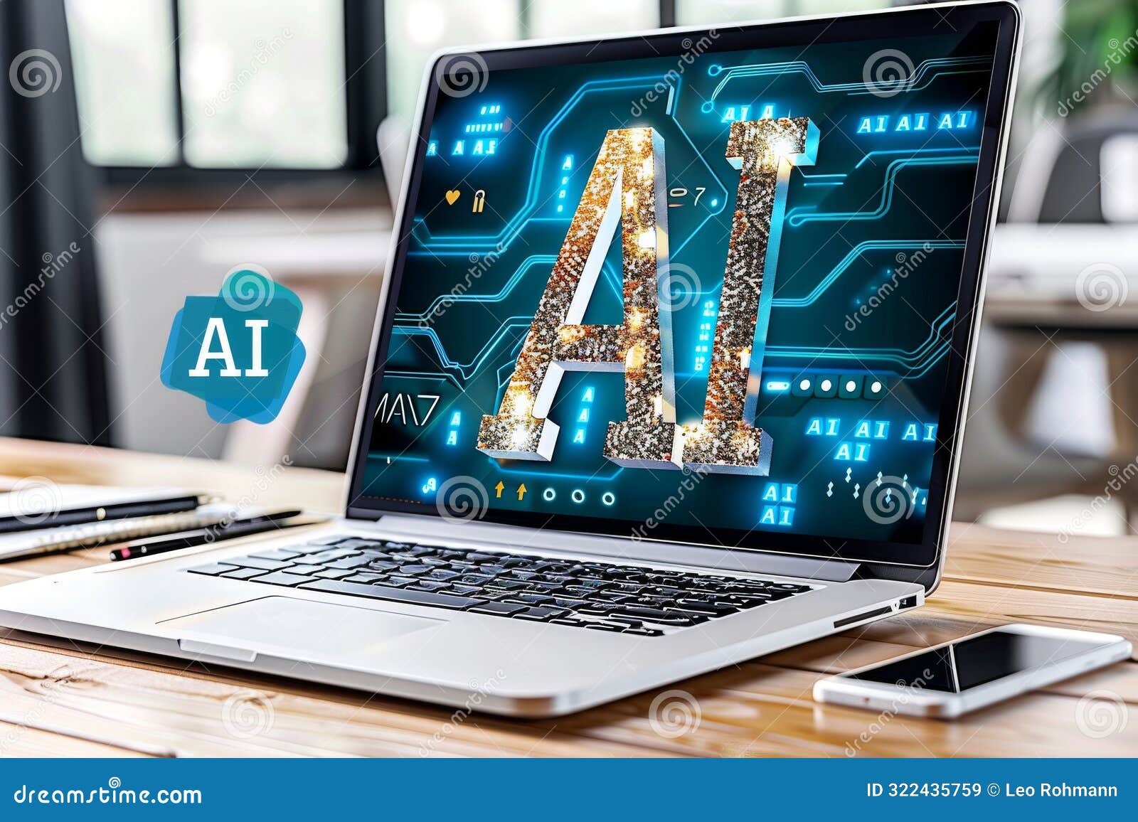 AI Logo on a Laptop Screen, Representing the Integration of Artificial ...