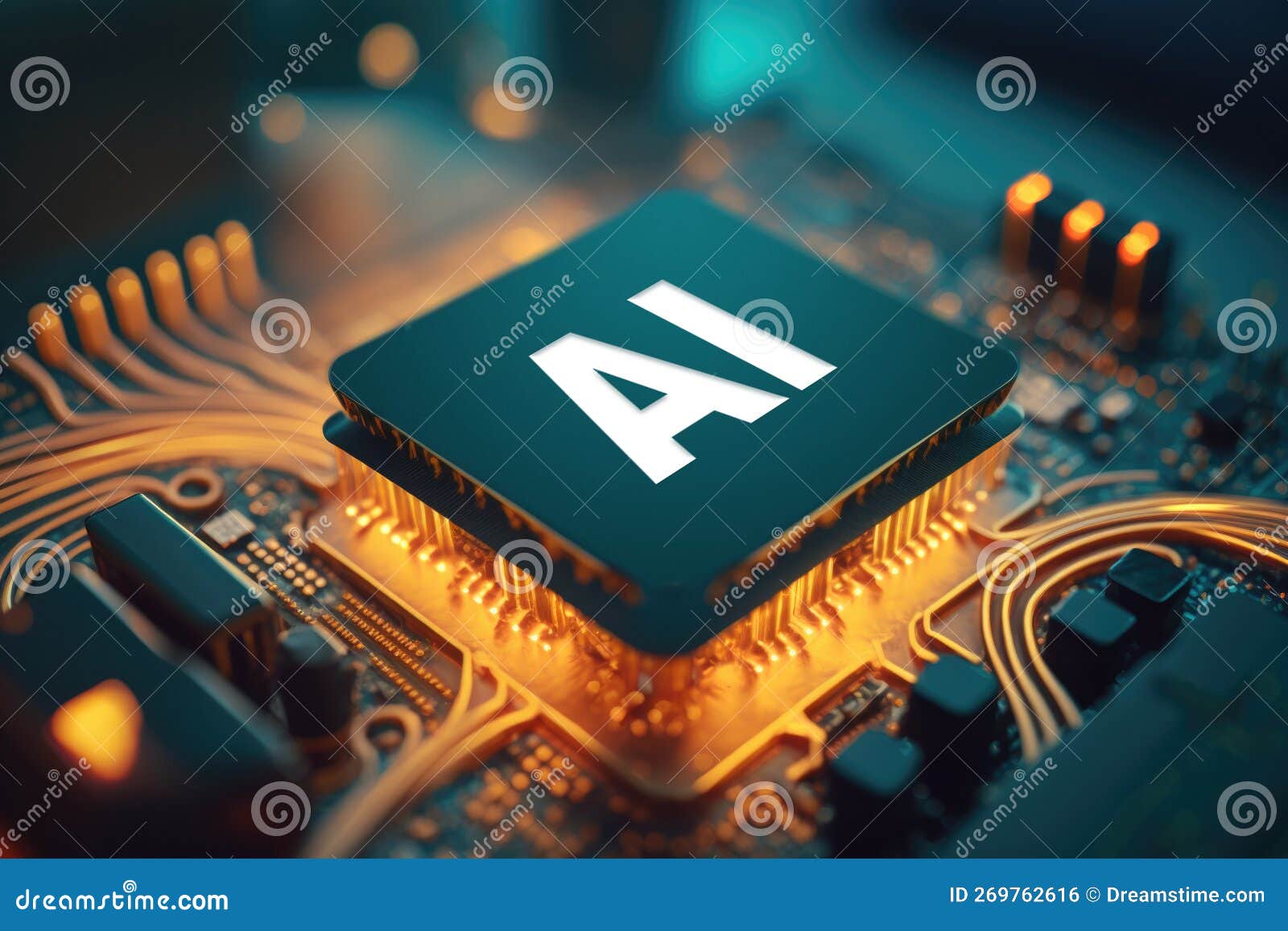 AI Machine Computer Chipset Stock Illustration - Illustration of ...
