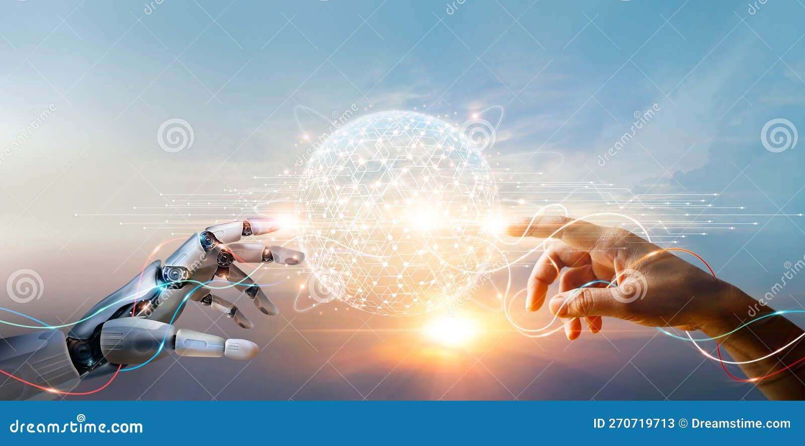 AI, Machine Learning, Hands of Robot and Human Touching Big Data of ... AI, Machine Learning, Hands of Robot and Human Touching Big Data of ...