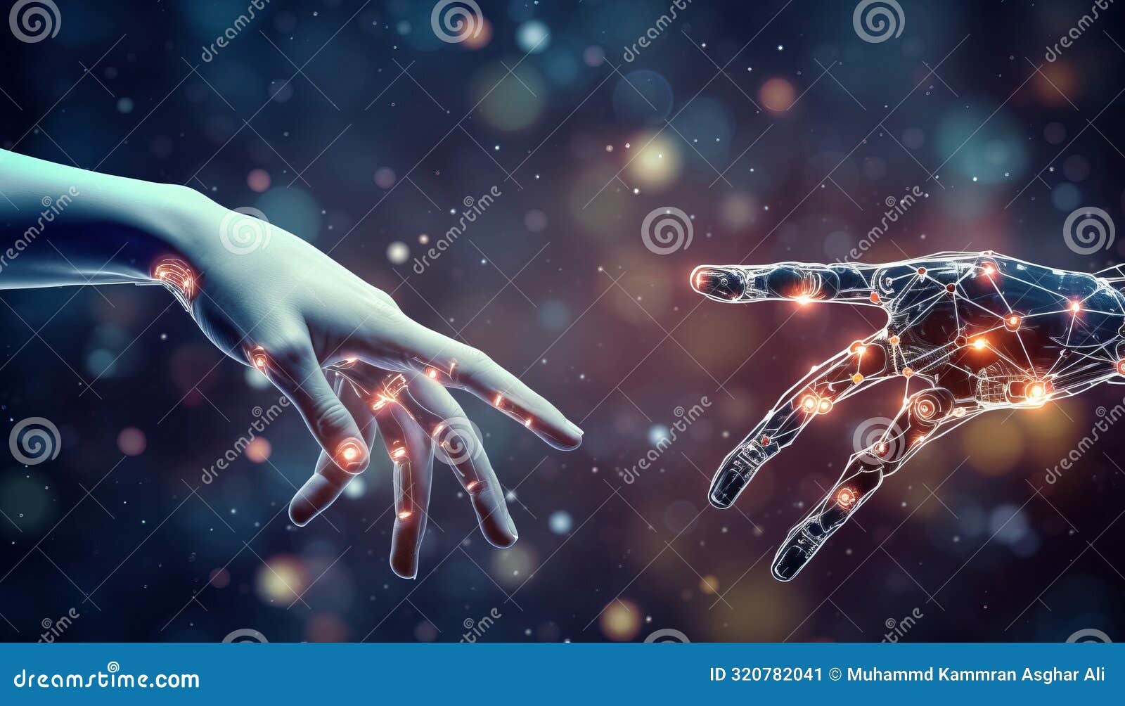 AI, Machine Learning, Hands of Robot and Human Touching on Big Data ...