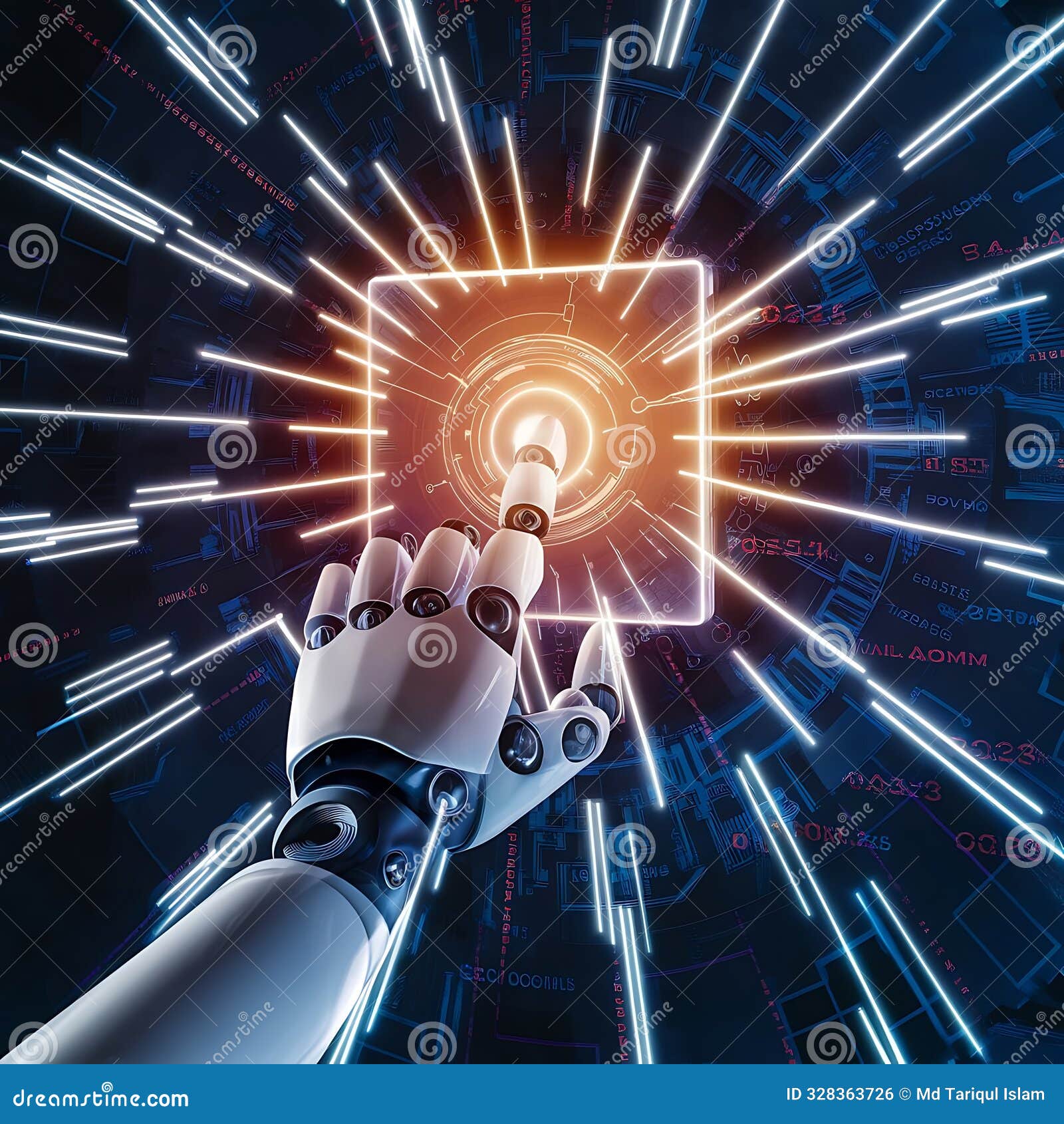 AI, Machine Learning, Hands of Robot and Human Touching on Big Data ...