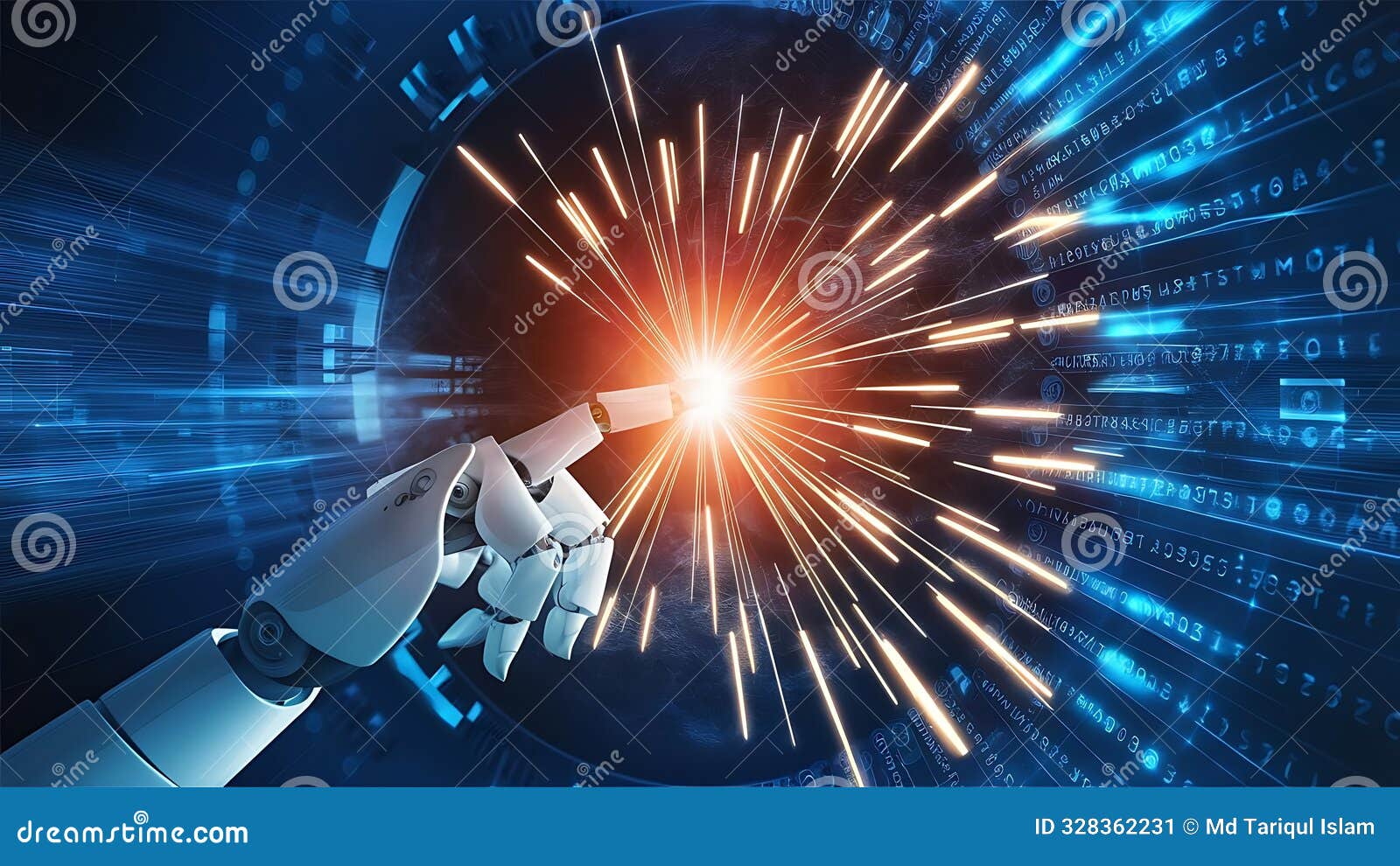 AI, Machine Learning, Hands of Robot and Human Touching on Big Data ...