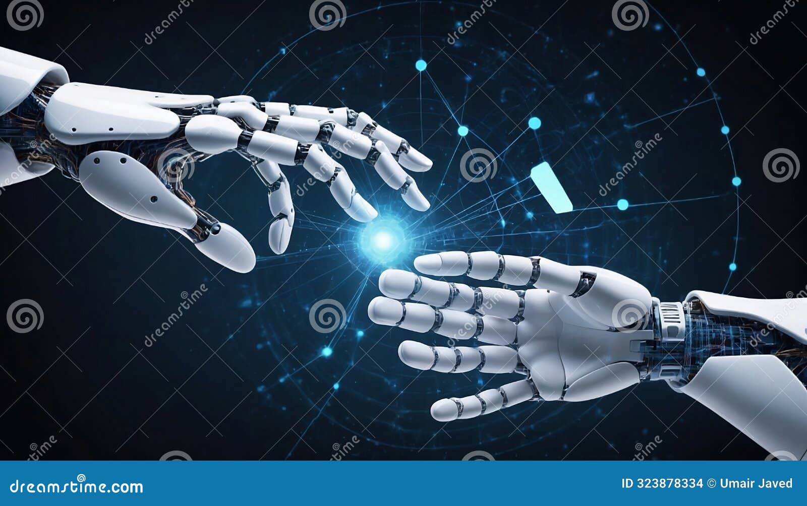 AI, Machine Learning, Hands of Robot Touching on Big Data Network ...