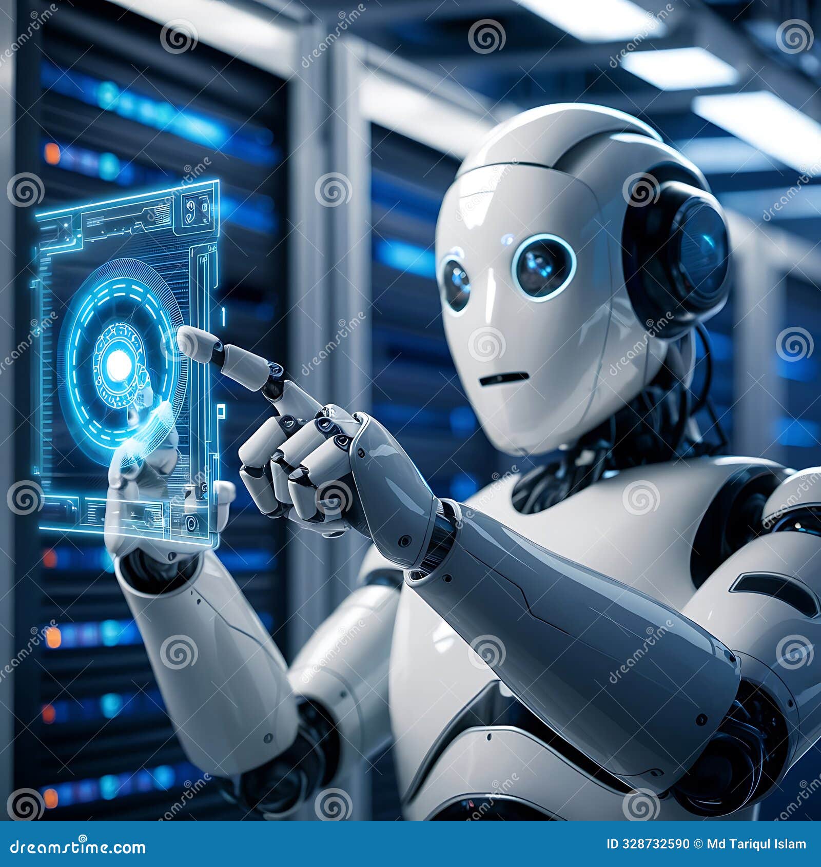 AI, Machine Learning, Human and Robot Hands Interacting with Massive ...