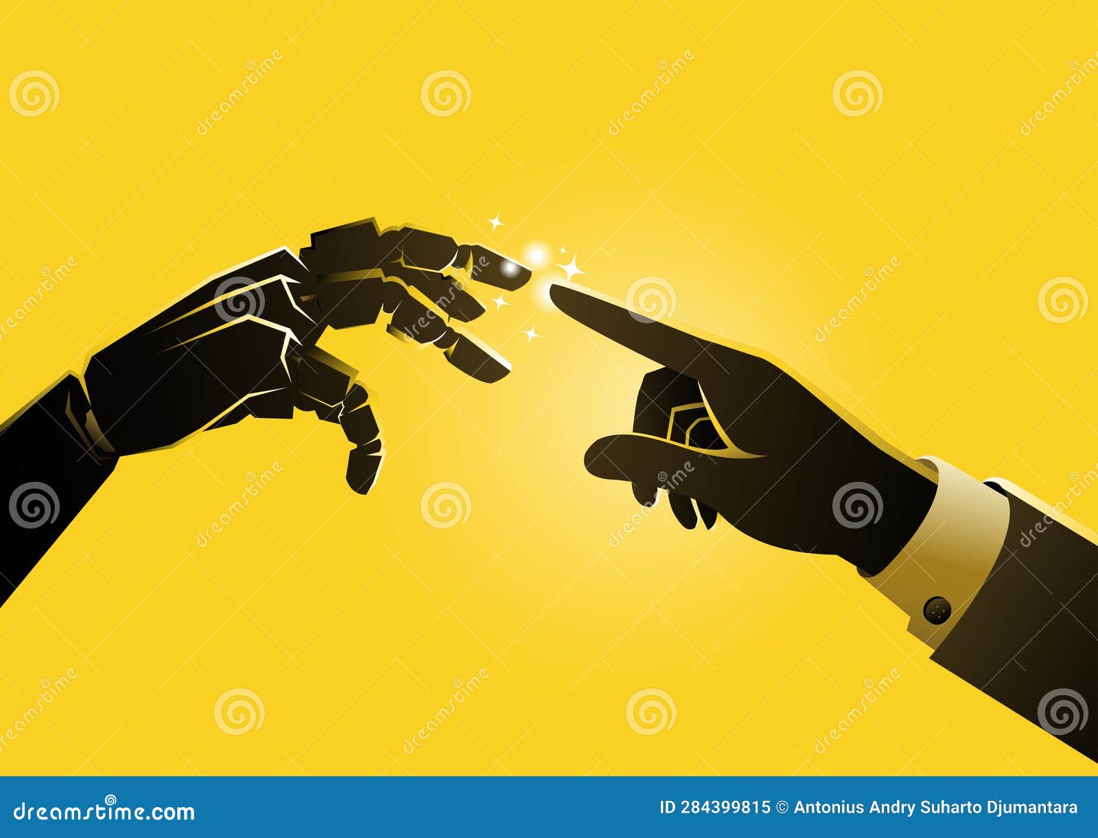 Human and Robot Touching Hands Artificial Intelligence Stock Vector ...