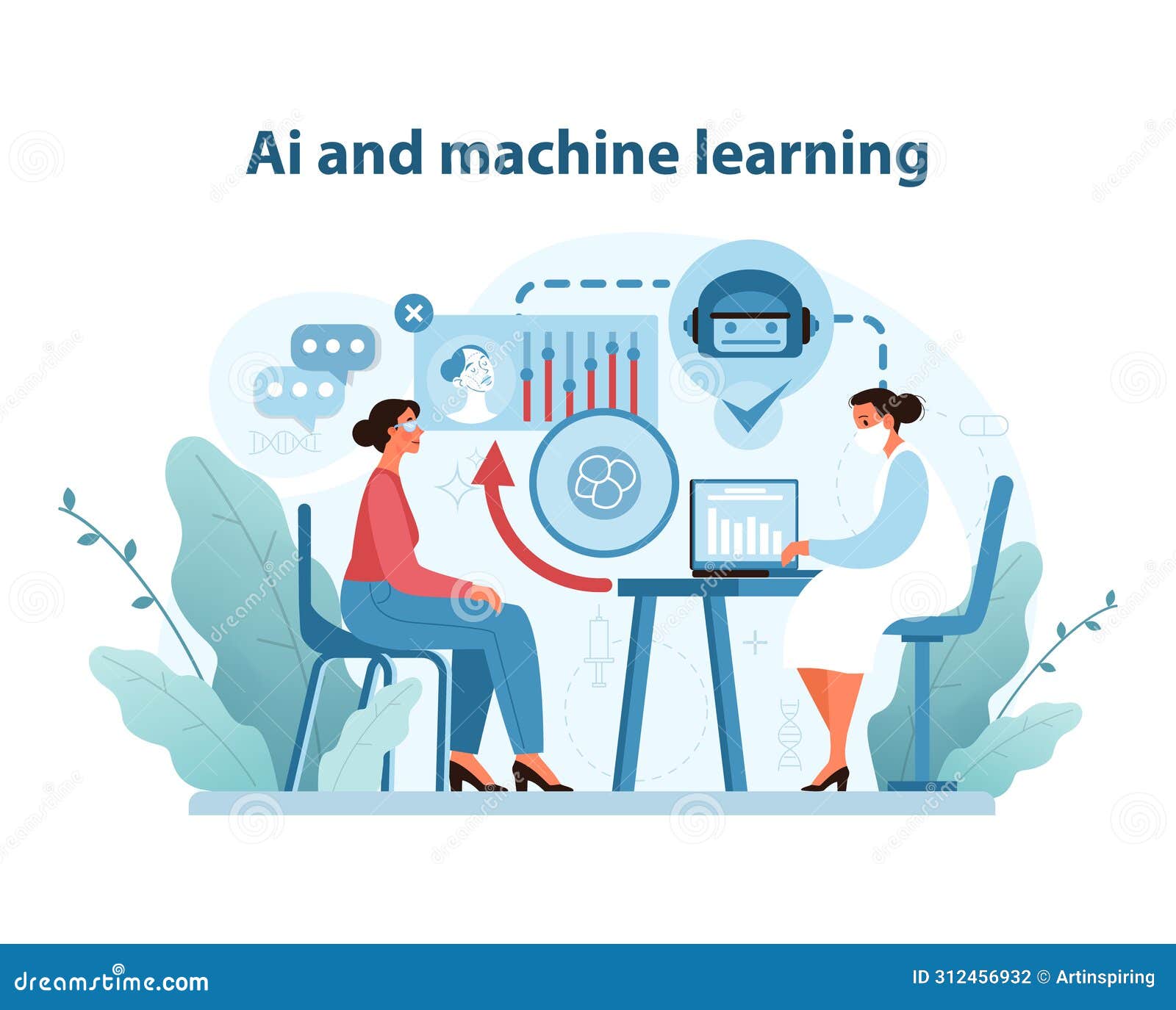 AI And Machine Learning In Skincare Illustration. Revolutionizing ...