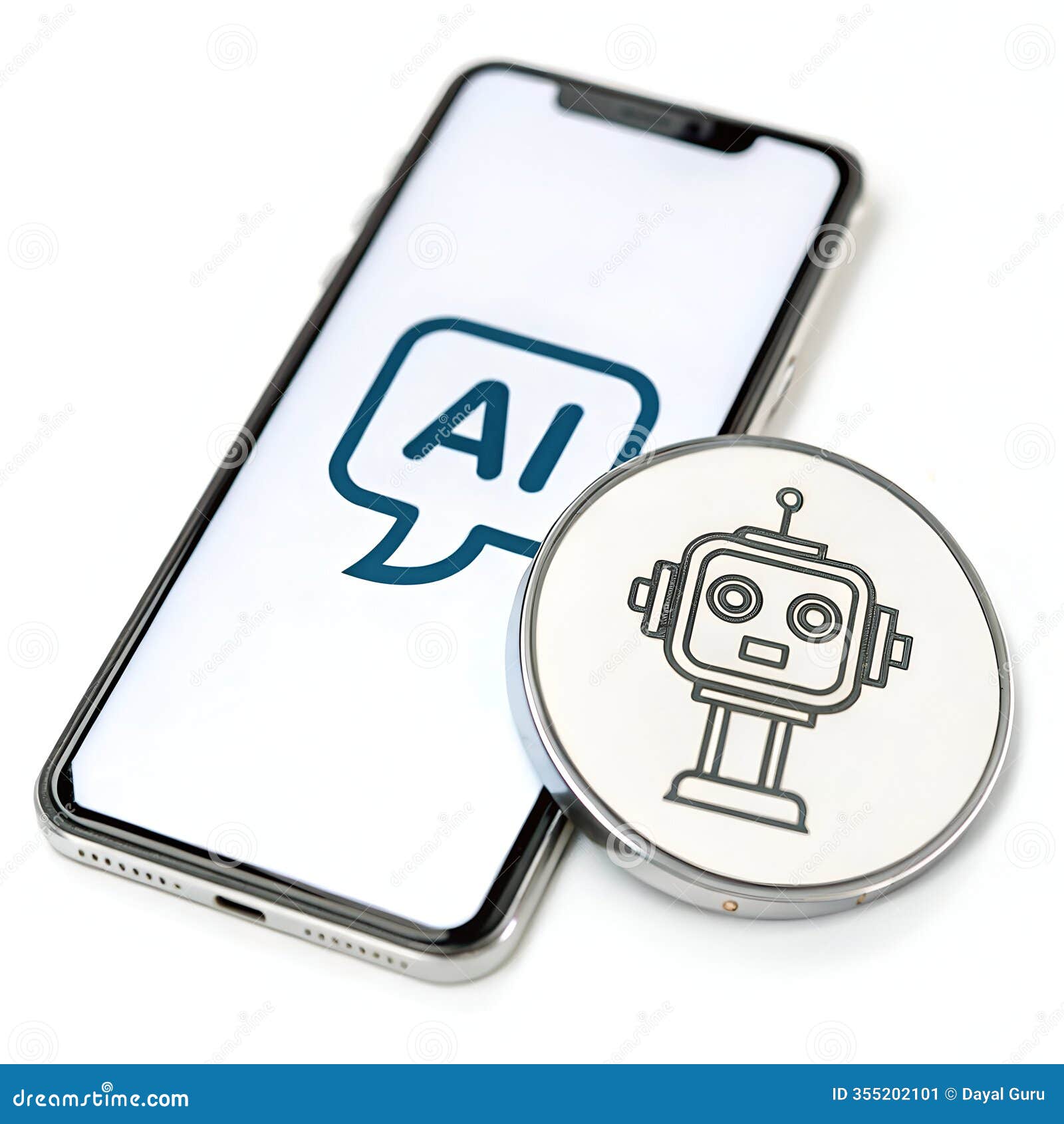 "AI Message Icon Illustration Isolated on White Background Stock ...