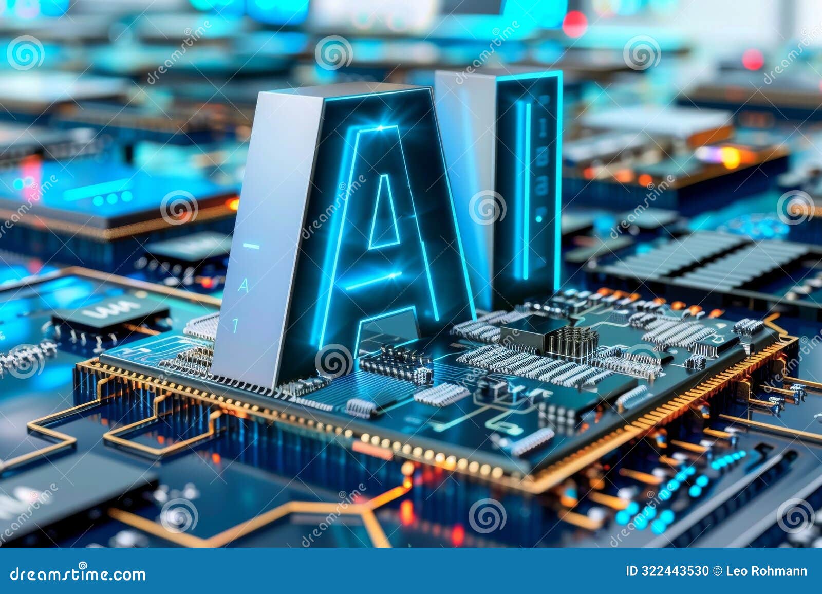 AI Microchip with Glowing Circuits and Neon Lights Stock Illustration ... AI Microchip with Glowing Circuits and Neon Lights Stock Illustration ...