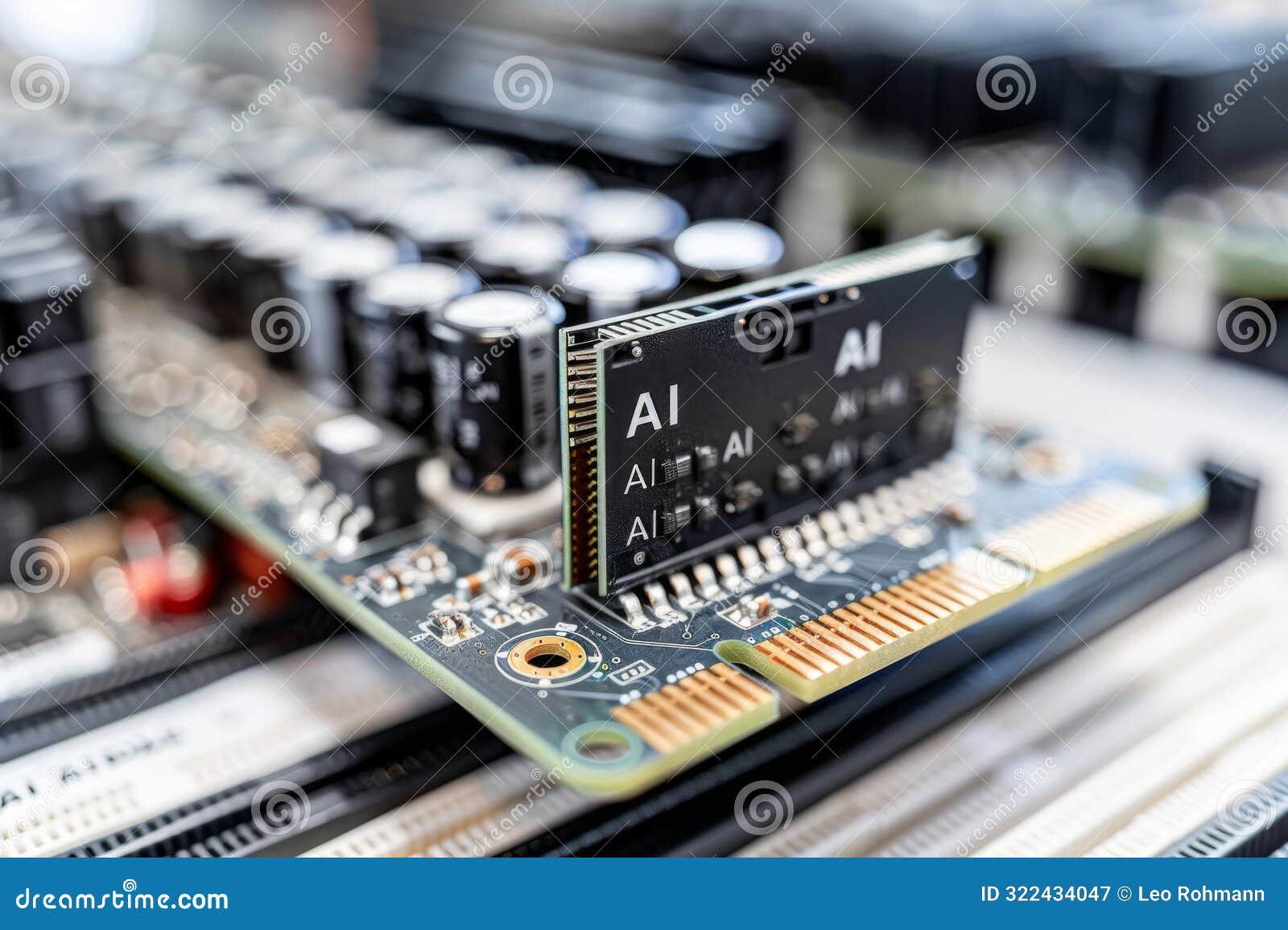 AI Microchip on a Motherboard, Representing the Integration of ...