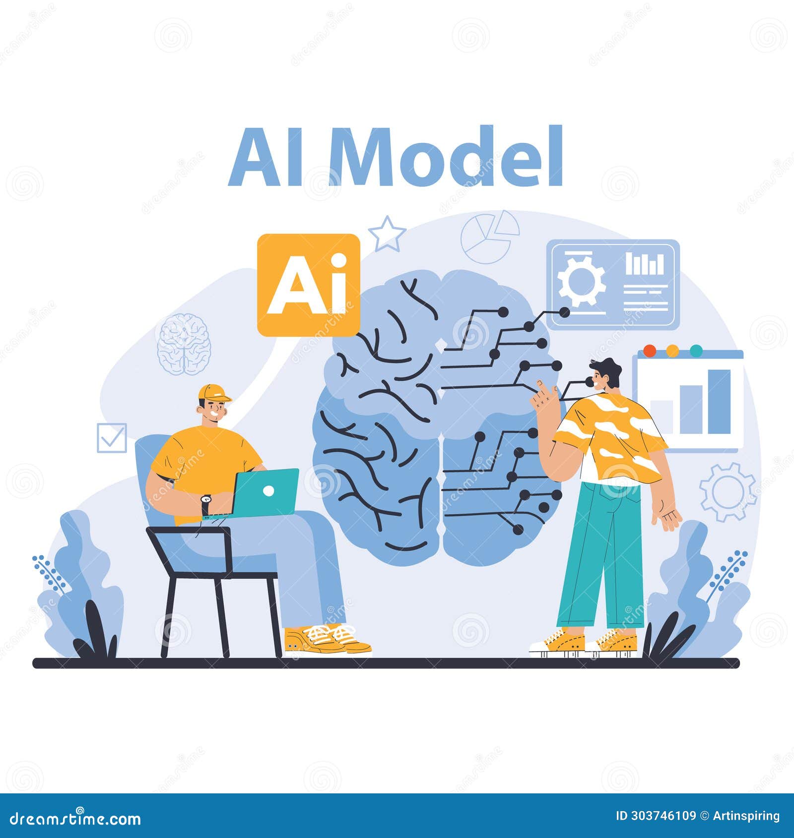 Ai Model Concept. Flat Vector Illustration. Stock Vector - Illustration ...