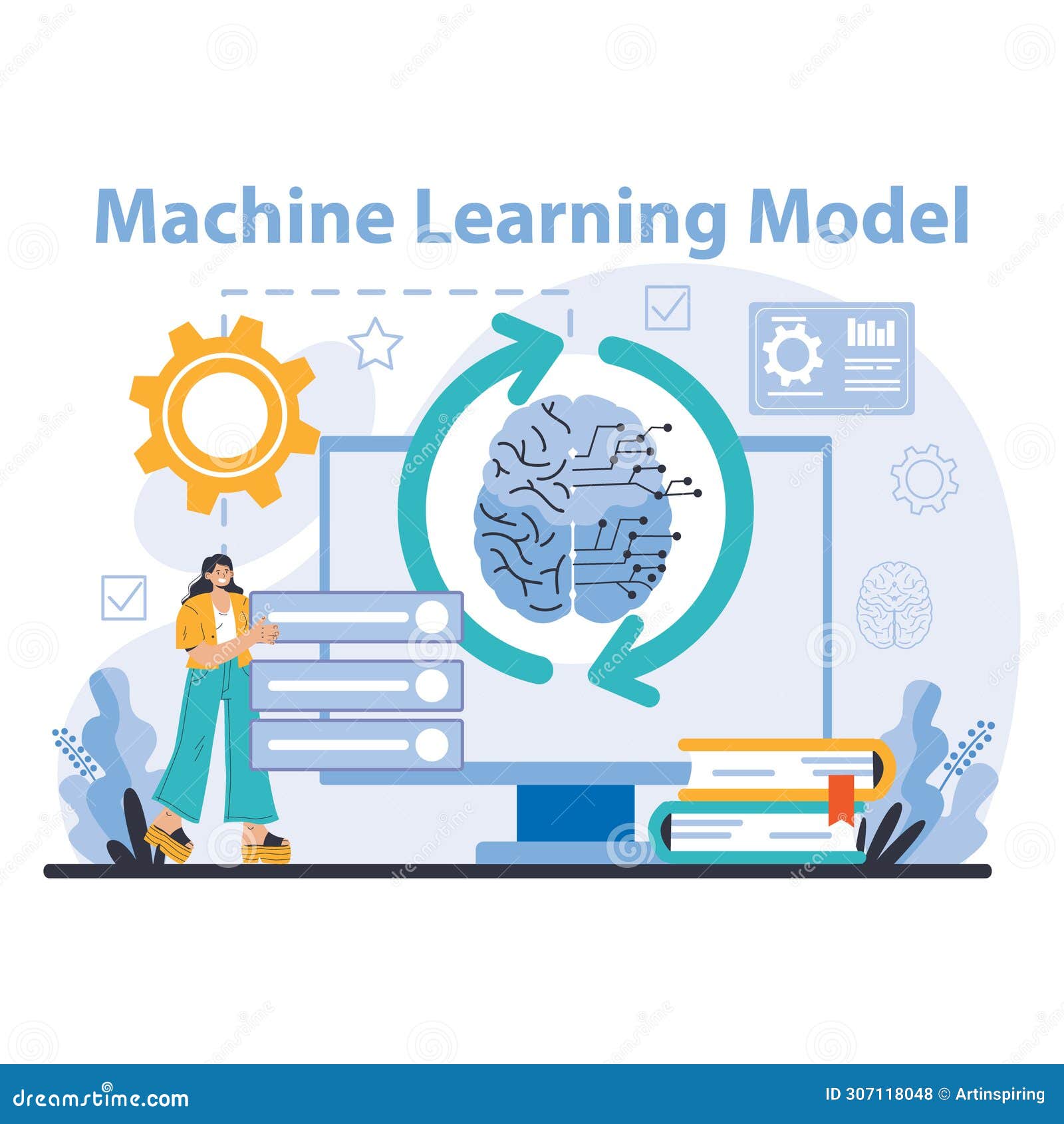 Ai Model Concept. Flat Vector Illustration. Stock Vector - Illustration ...