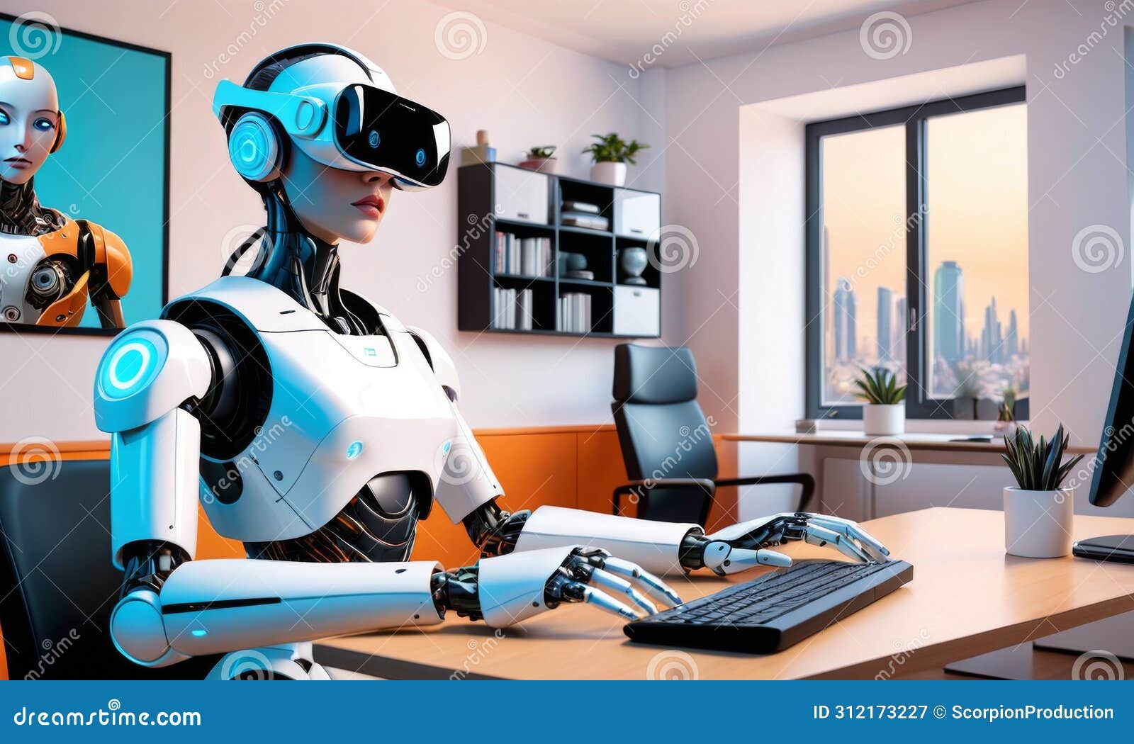 AI in Modern Office stock image. Image of futuristic - 312173227