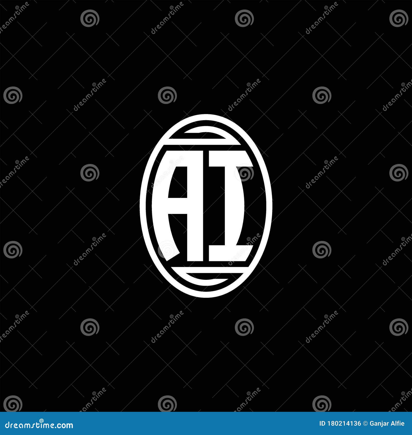 AI Monogram Logo Isolated on Oval Rotate Shape Stock Vector ...