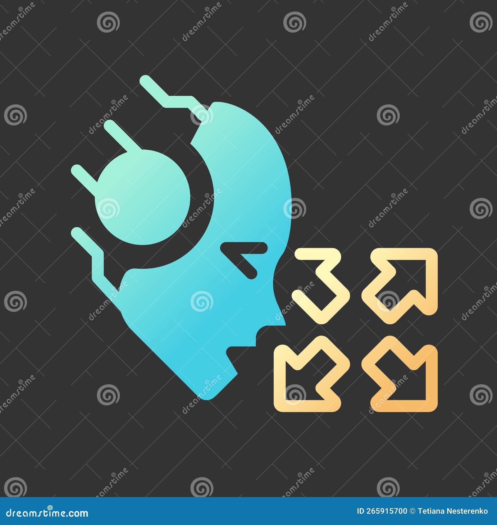 AI Moves Gradient Glyph Icon with Lineart for Dark Theme Stock Vector ...
