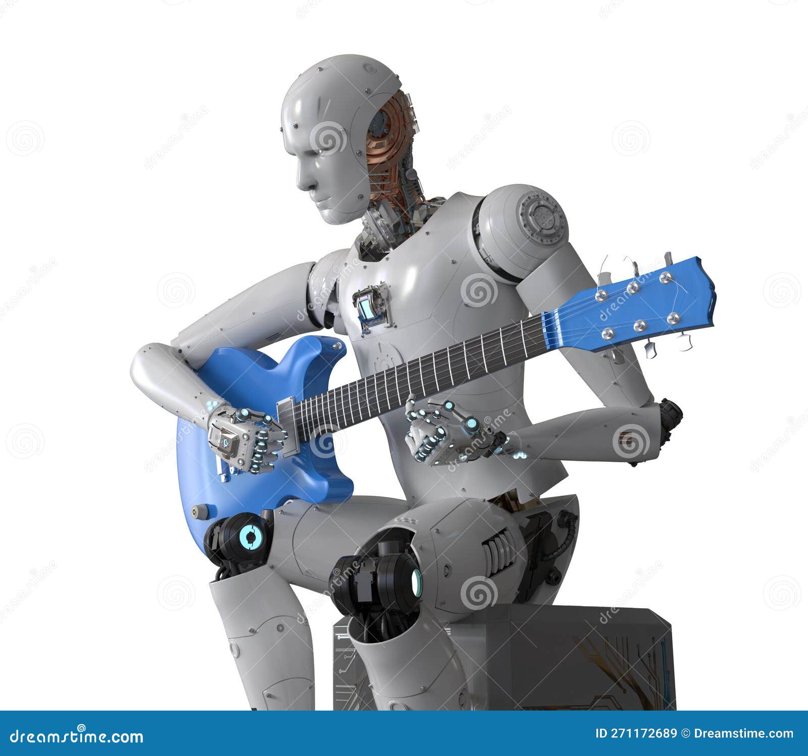 Ai Music Composer or Generator with Robot Play Guitar Stock ...