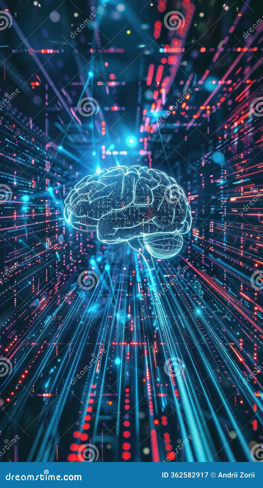 AI Neural Analysis: Digital Patterns and Binary Code Brain Representation Stock Image - Image of ...