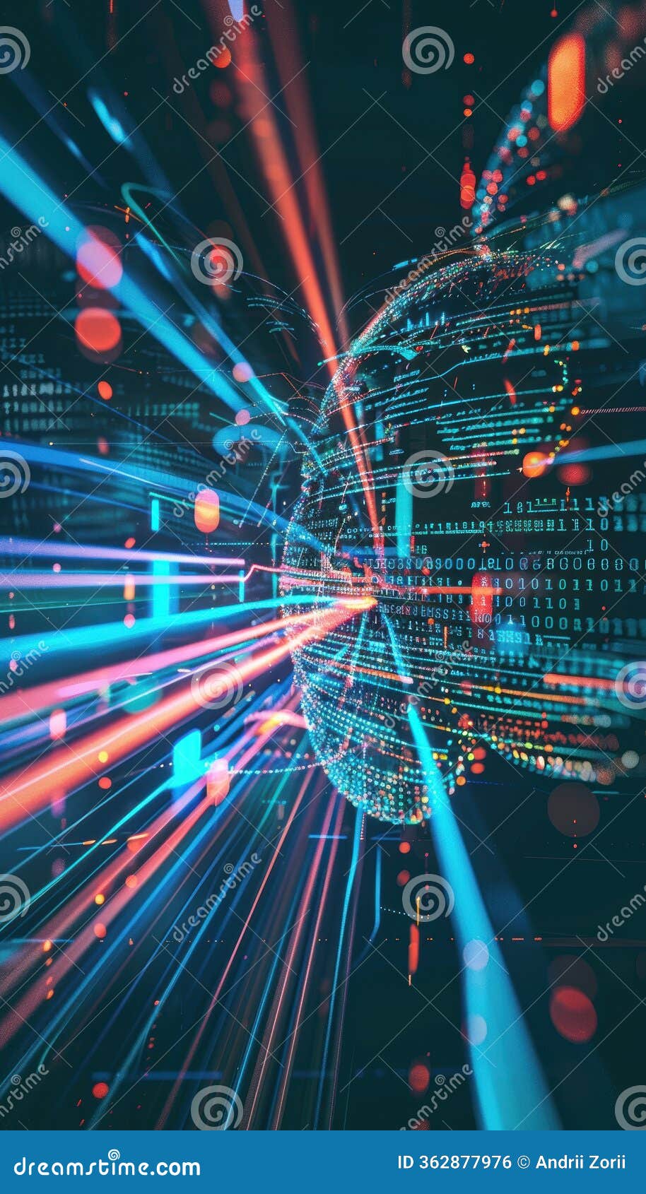 AI Neural Analysis: Digital Patterns and Binary Code Brain Representation Stock Photo - Image of ...