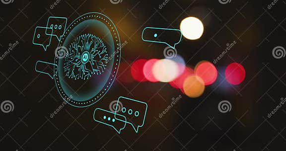 AI Neural Network with Chat Bubbles, Showing Artificial Intelligence ...