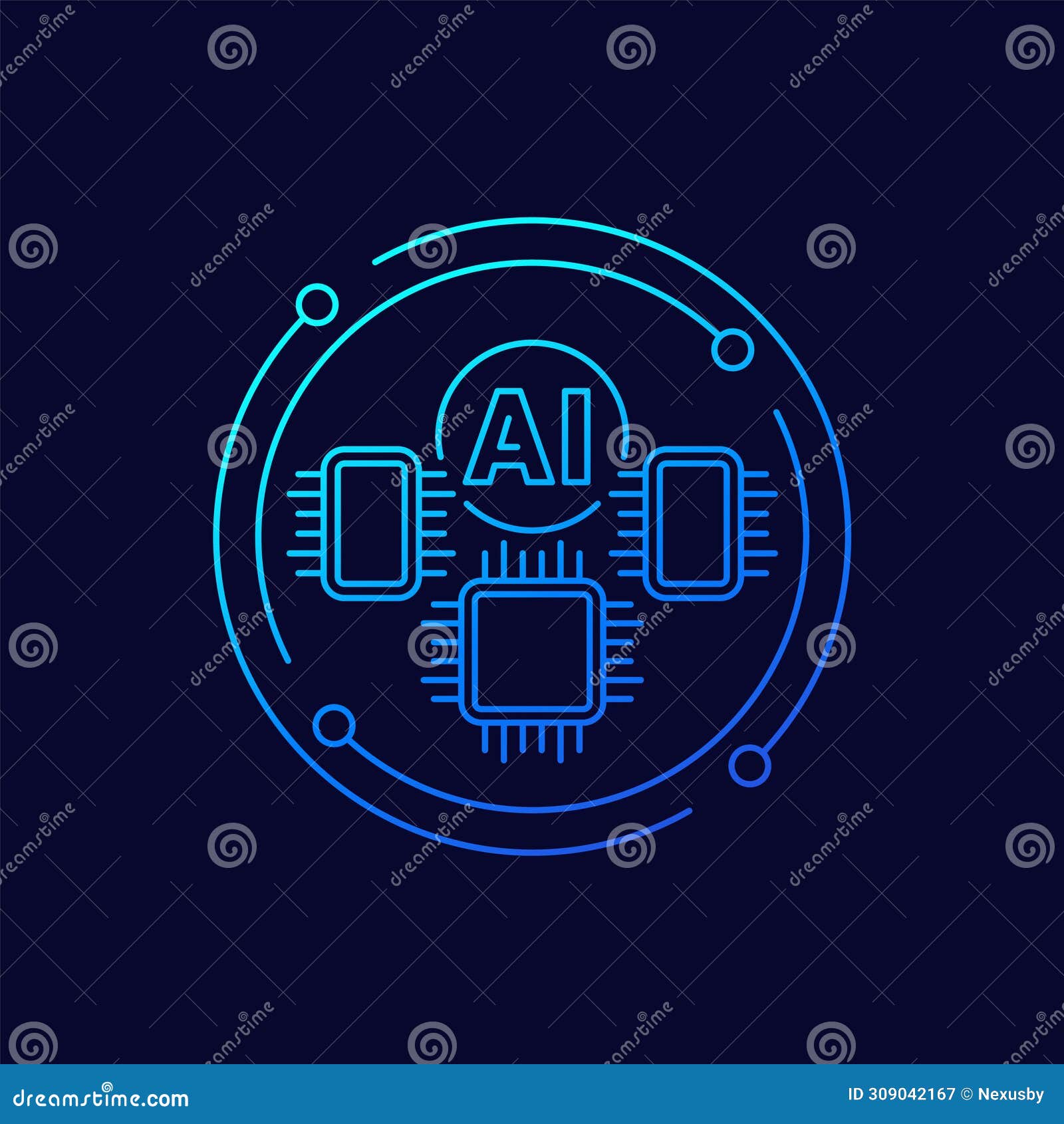 AI Optimized Hardware Icon, Linear Design Stock Illustration ...