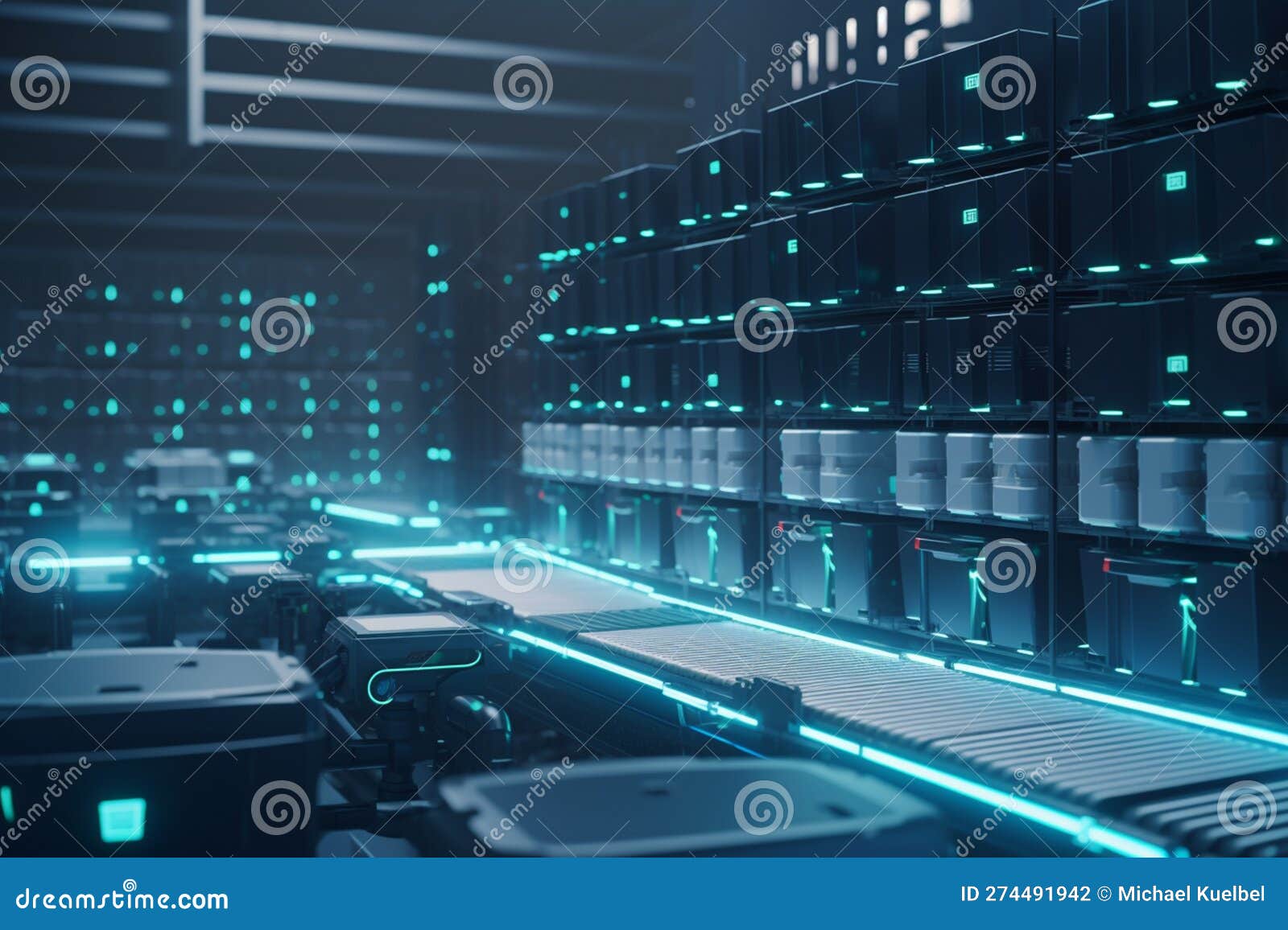 AI-optimized Warehouse: Illustration of an Intelligent, Self-Organizing ...