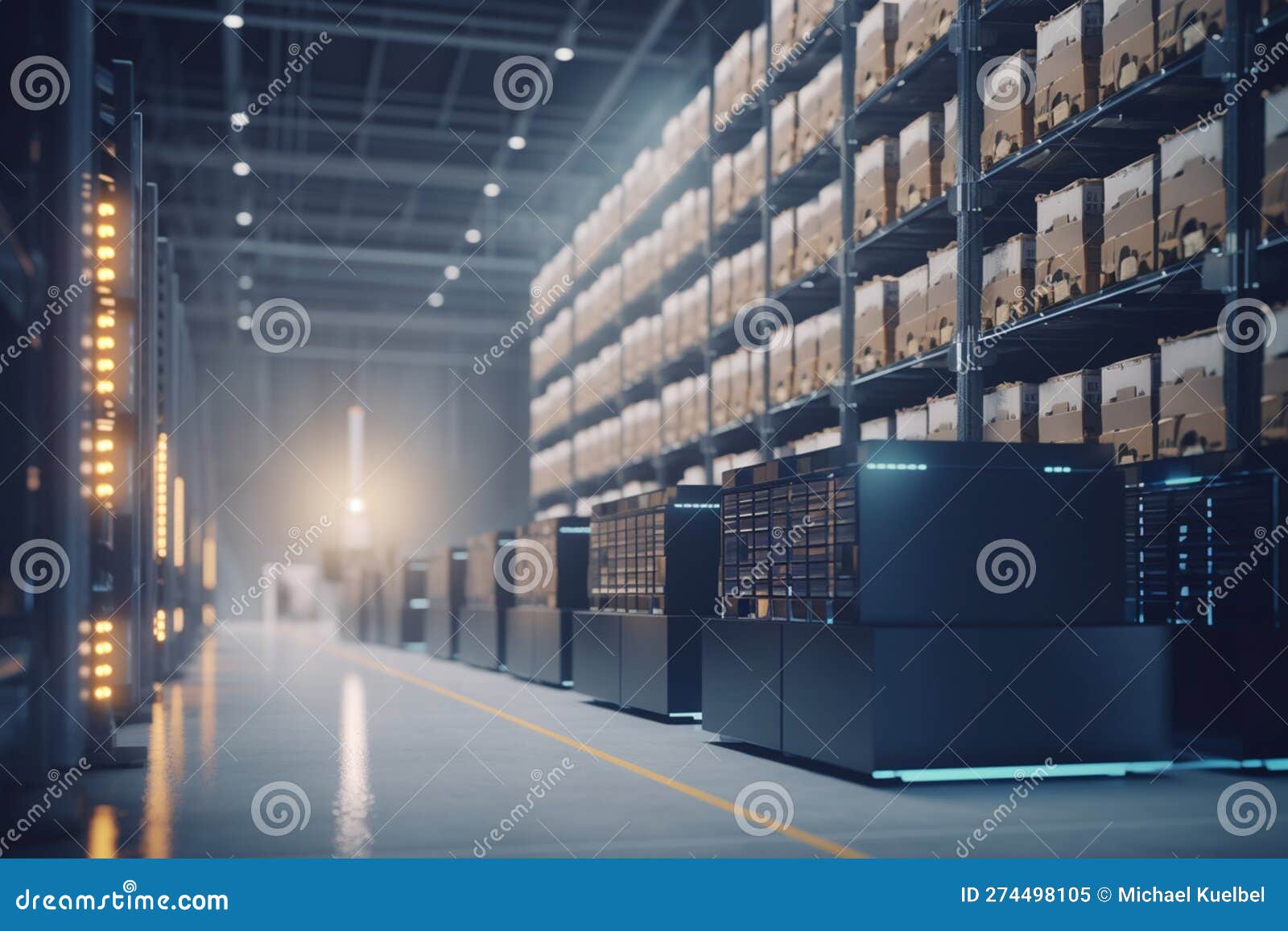 AI-optimized Warehouse: Illustration of an Intelligent, Self-Organizing ...