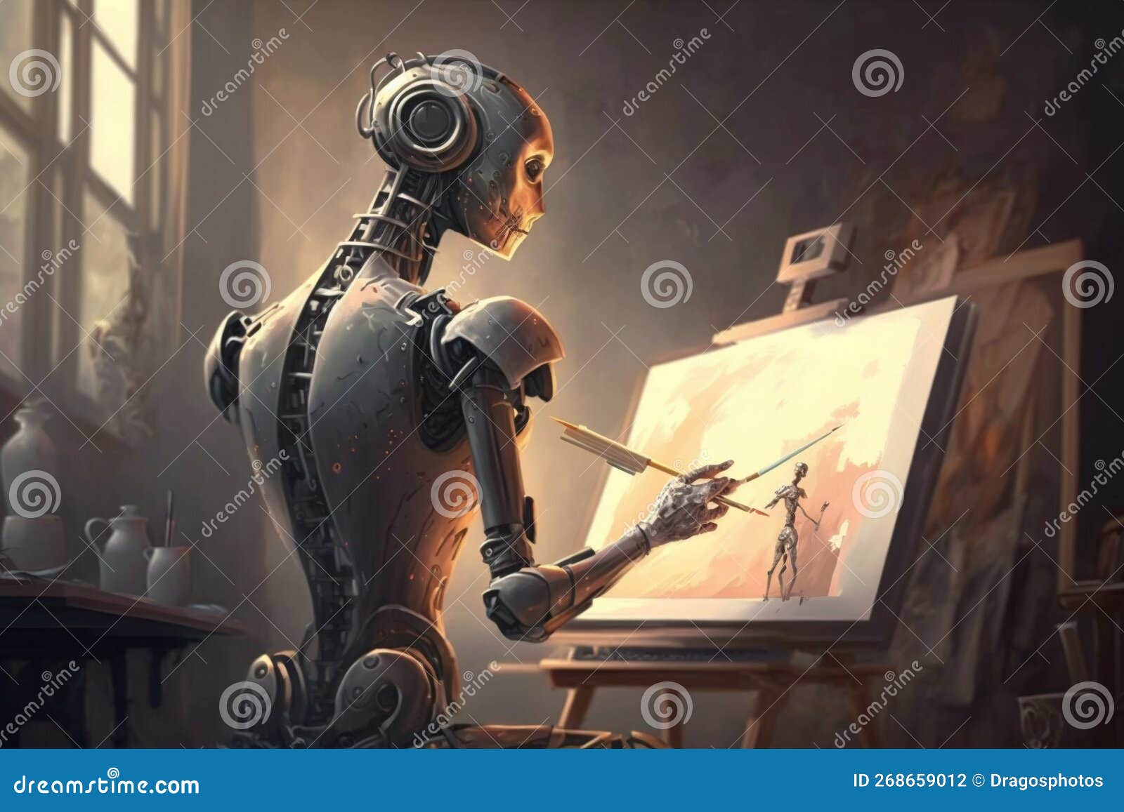 AI Powered Artistic Robot or Android Learning To Draw or Paint on ...