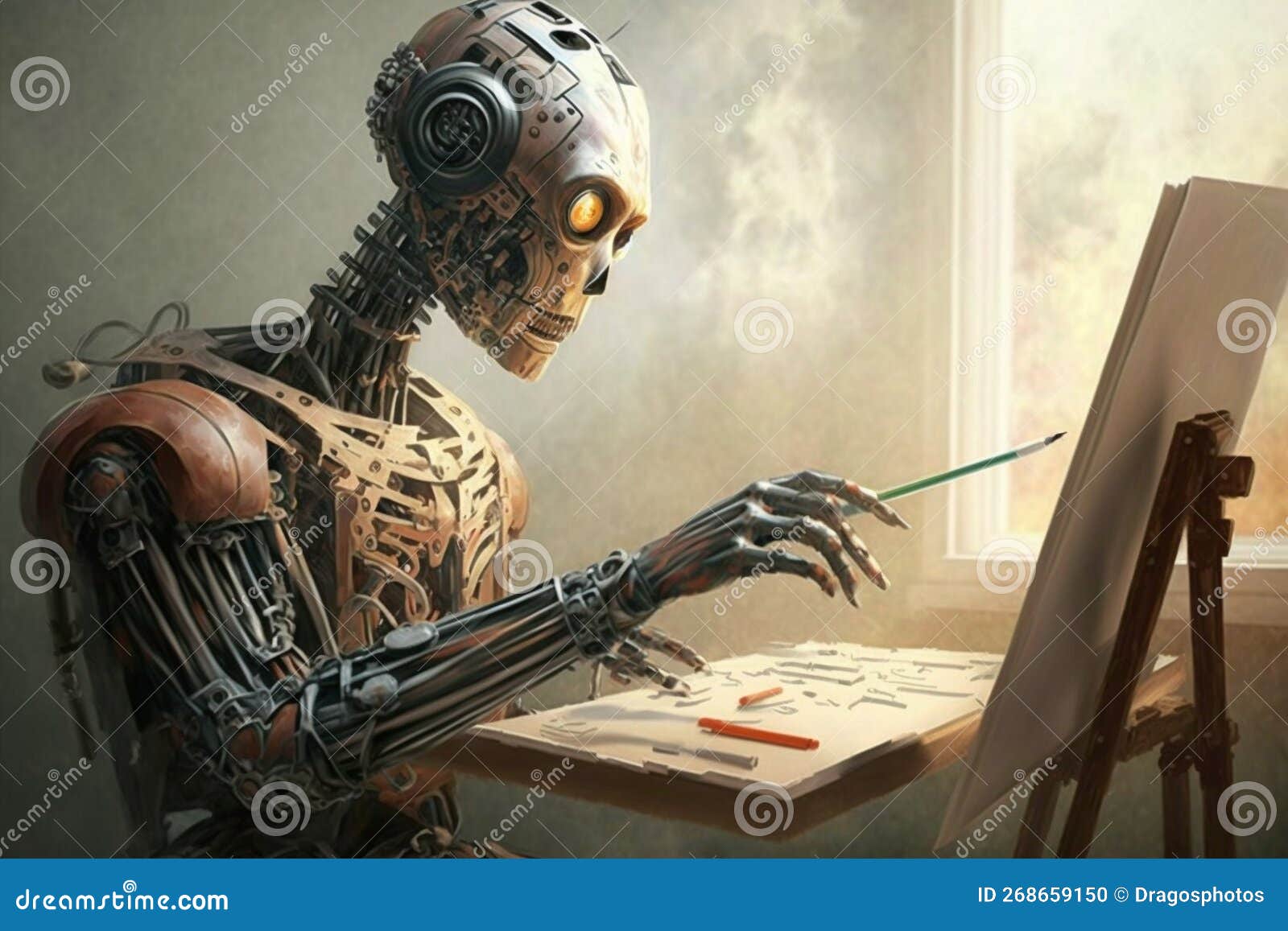 AI Powered Artistic Robot or Android Learning To Draw or Paint on ...