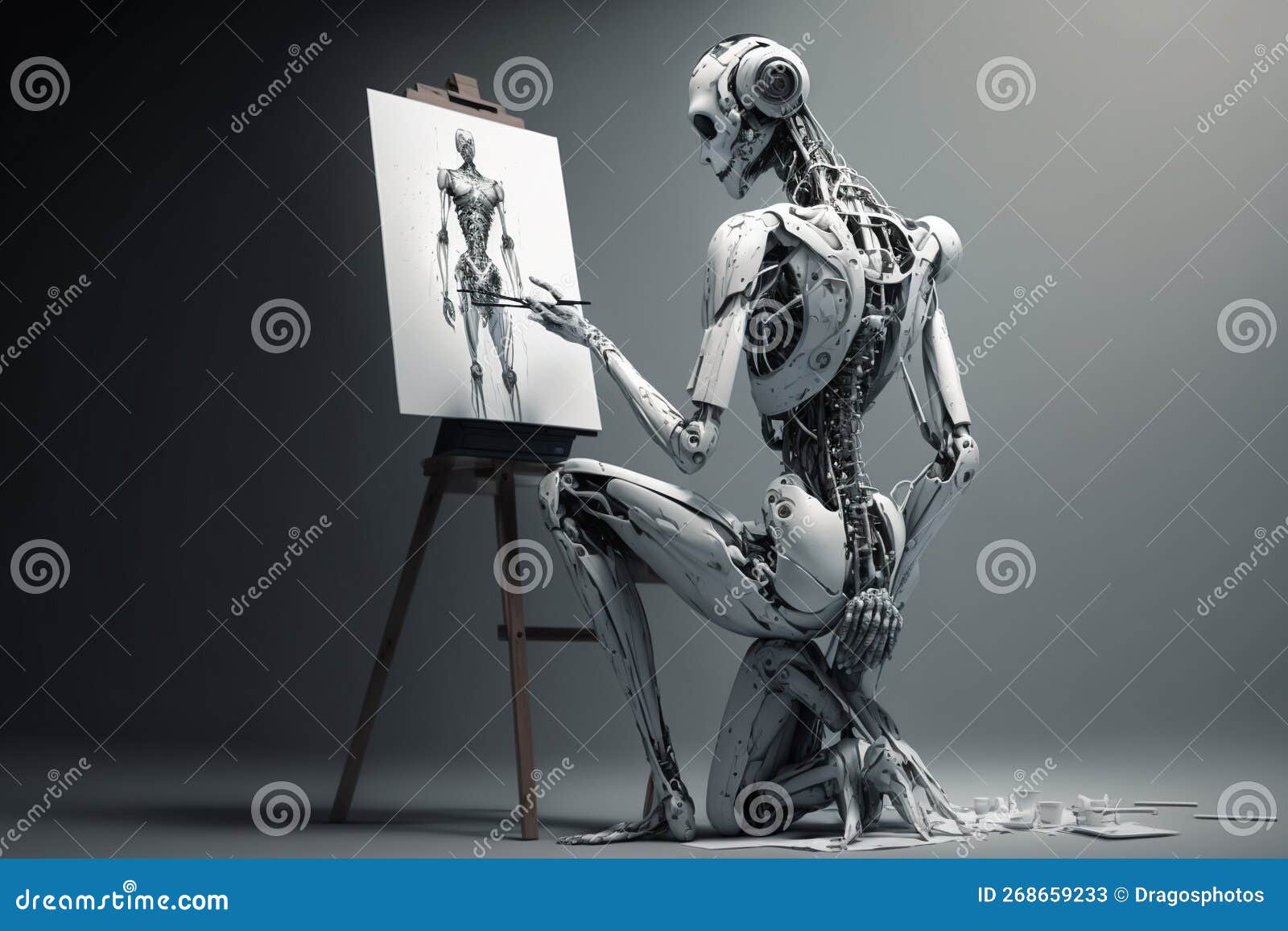 AI Powered Artistic Robot or Android Learning To Draw or Paint on ...