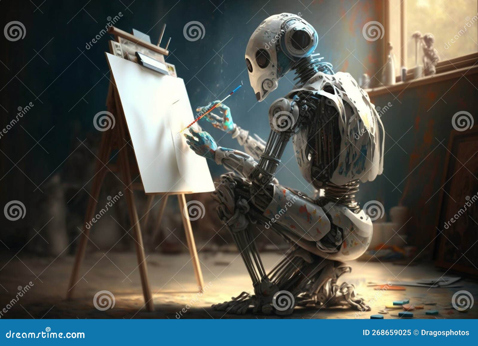 AI Powered Artistic Robot or Android Learning To Draw or Paint on ...