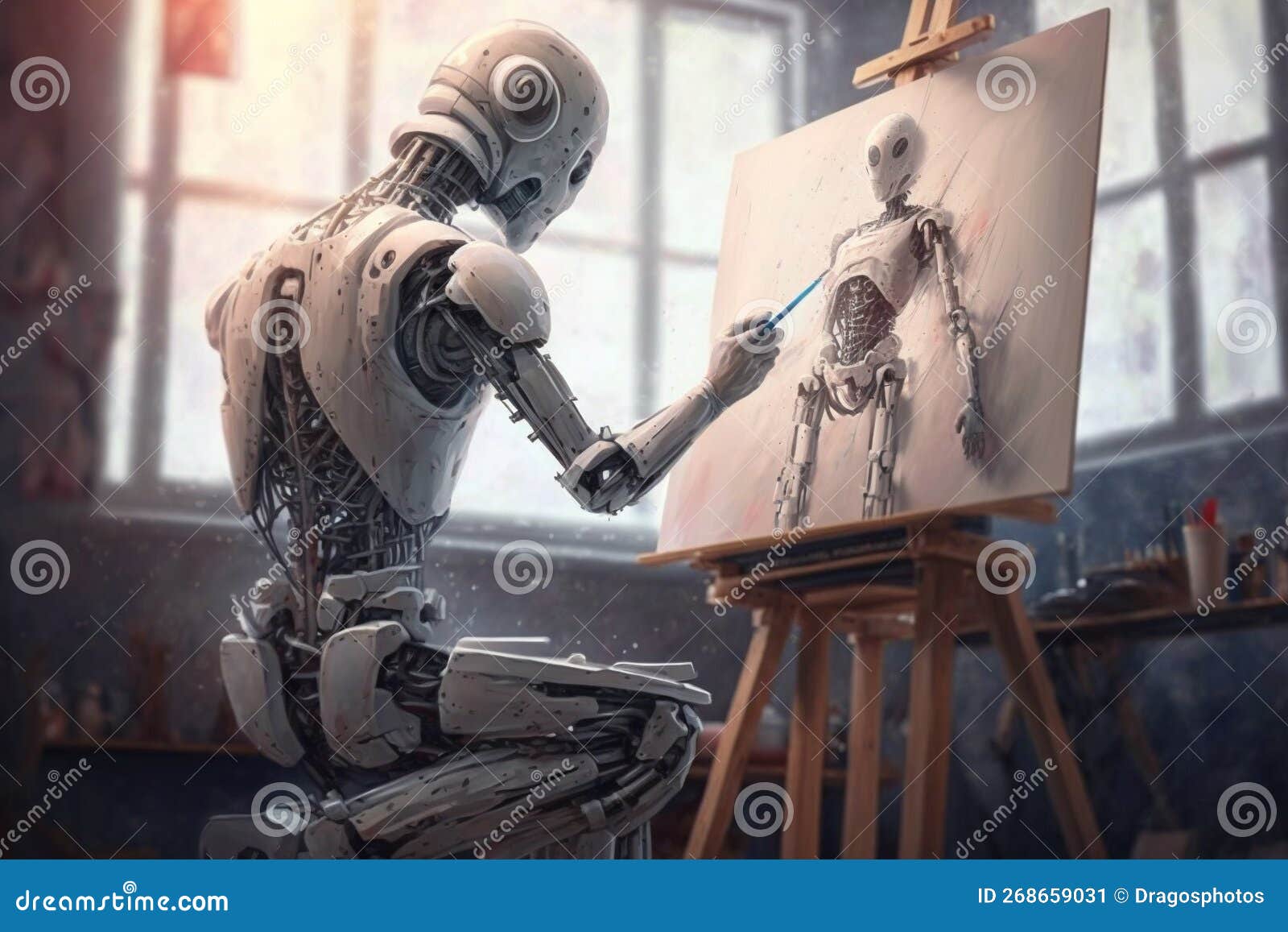 AI Powered Artistic Robot or Android Learning To Draw or Paint on ...