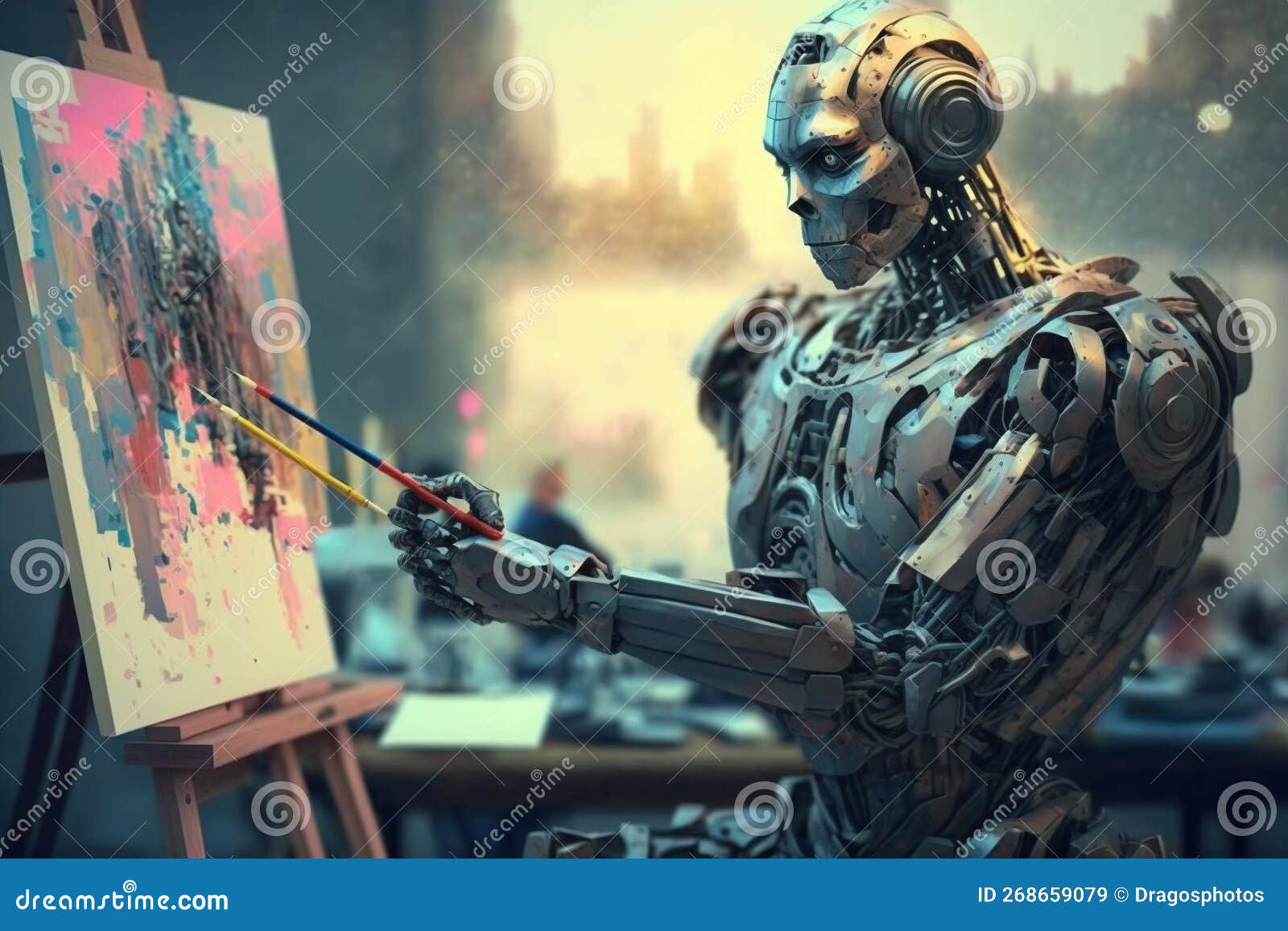 AI Powered Artistic Robot or Android Learning To Draw or Paint on ...