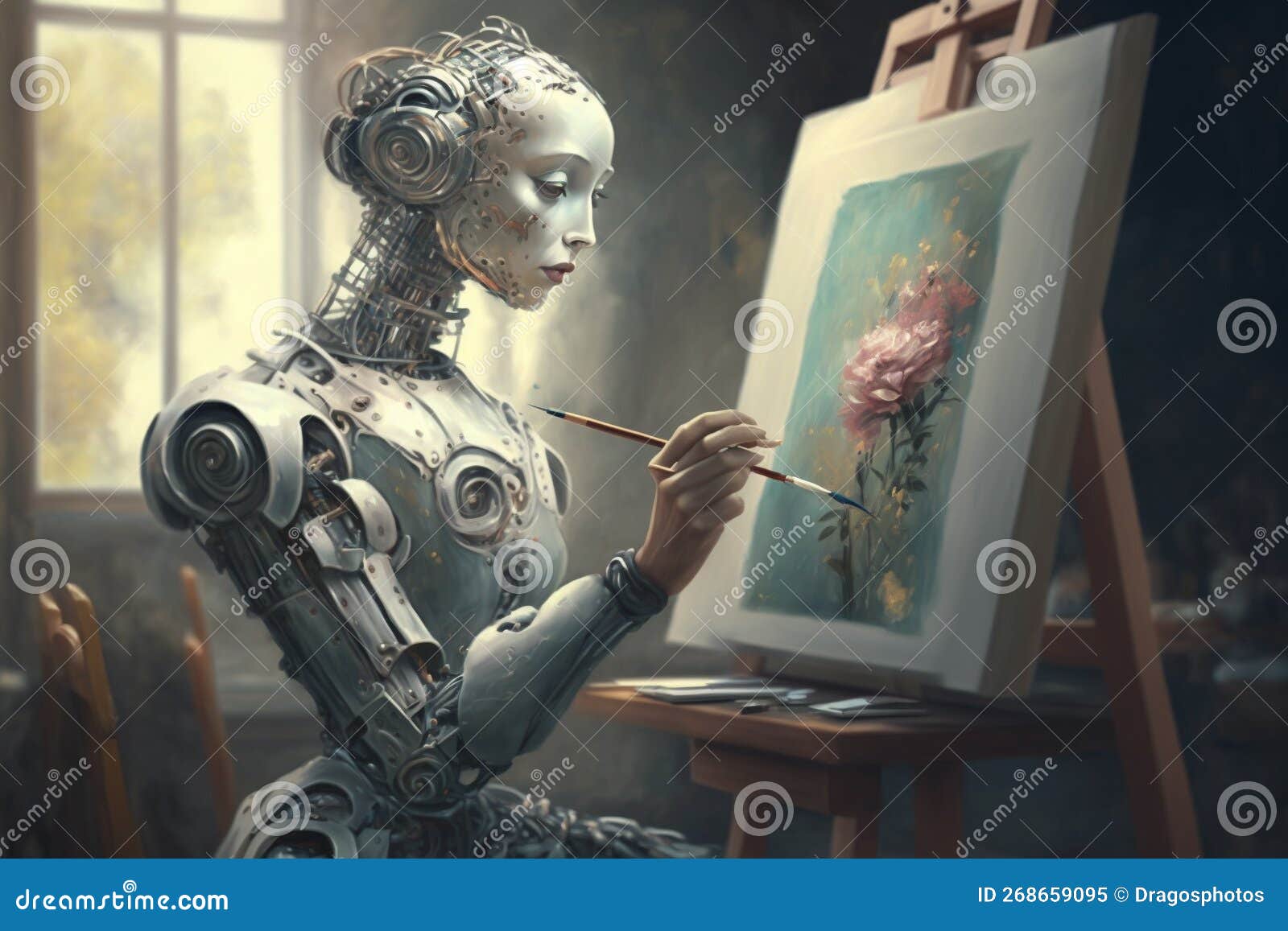 AI Powered Artistic Robot or Android Learning To Draw or Paint on ...