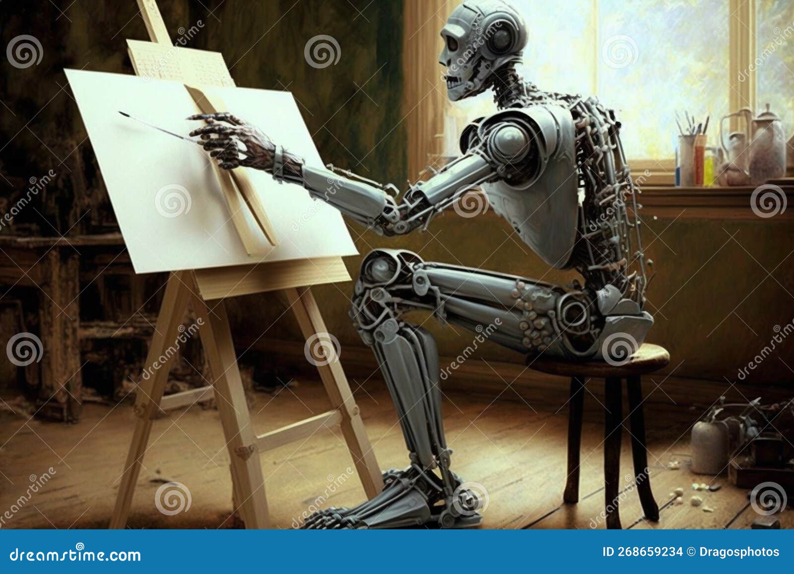 AI Powered Artistic Robot or Android Learning To Draw or Paint on ...