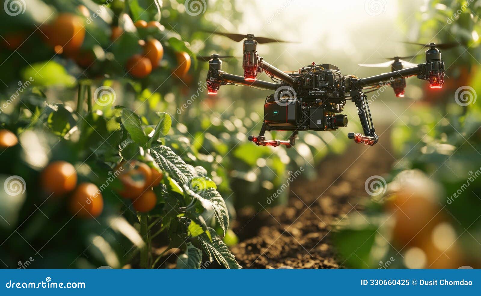 AI-Powered Autonomous Farm with Robotic Harvesters and Drones Concept ...