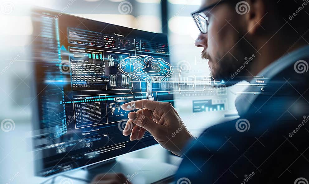 AI-Powered Business Analysis Businessman Using Data Analytics Coding ...