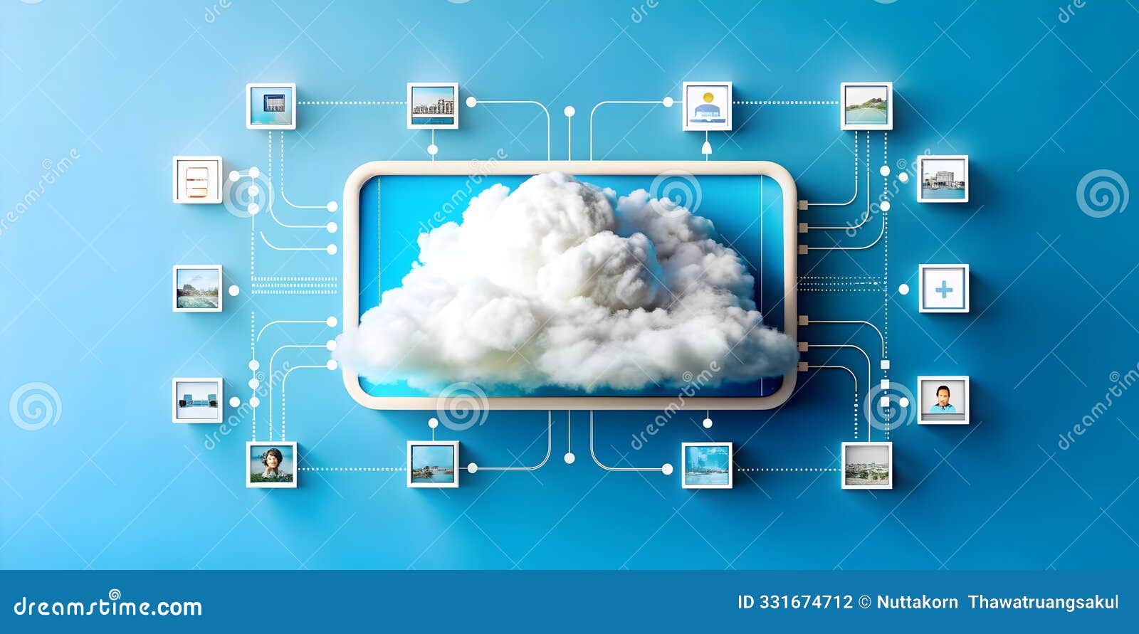 AI Powered Cloud Computing Frame Concept As a Clean Border Frame ...