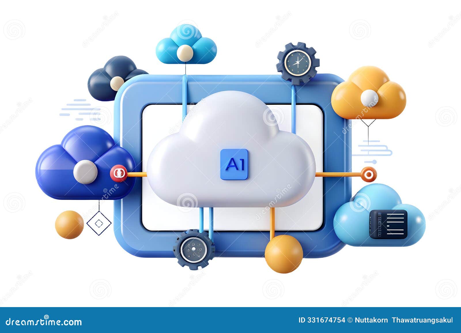 AI Powered Cloud Computing Frame Concept As a Clean Border Frame ...