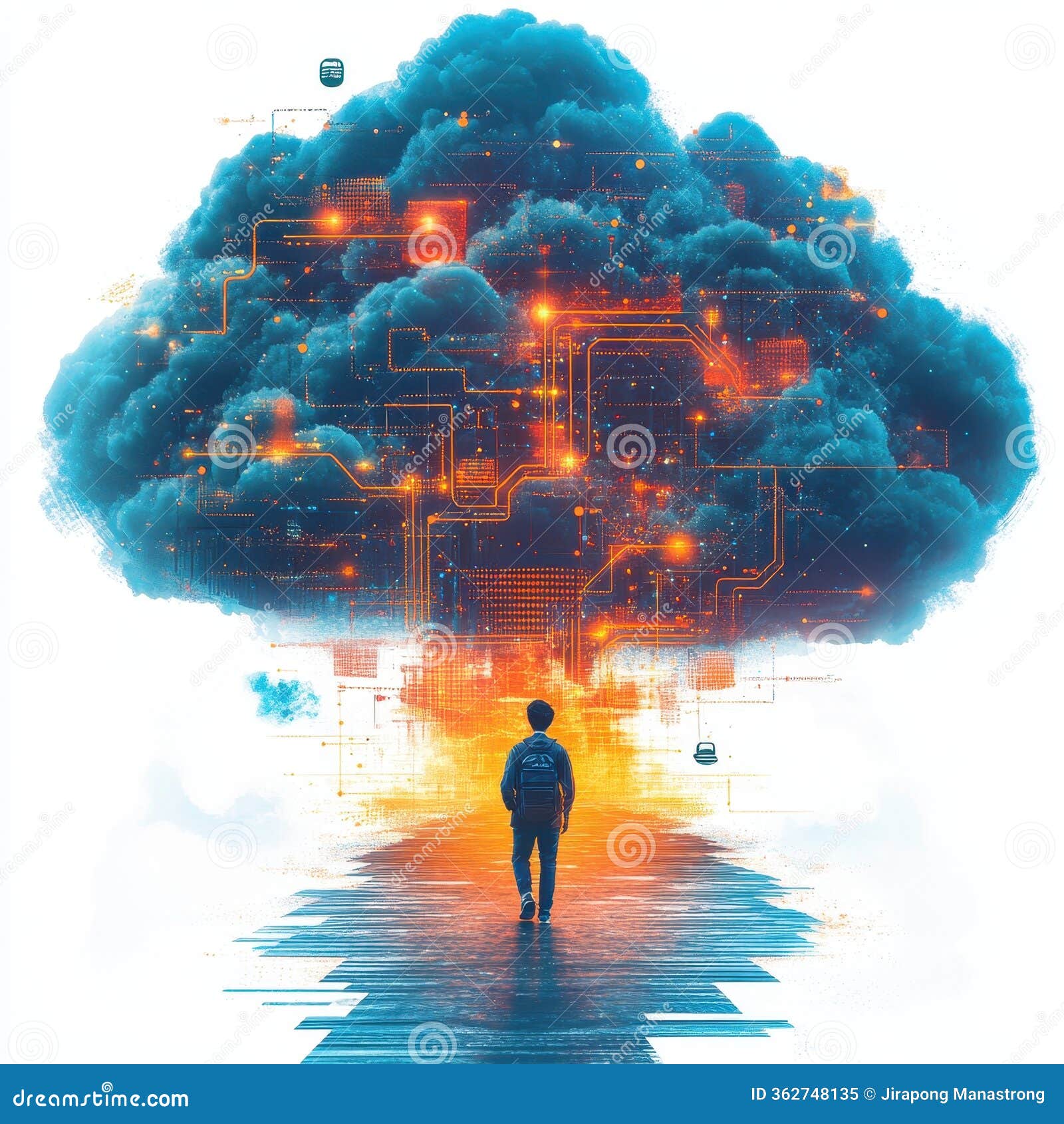 AI -Powered Cloud Resilience: a Man Standing before a Digital Cloud ...
