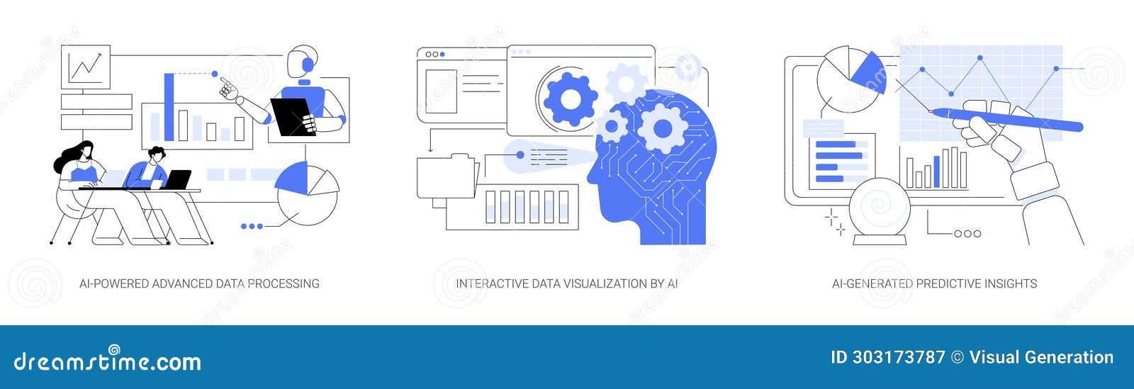 AI-Powered Data Analysis Abstract Concept Vector Illustrations. Stock Illustration ...