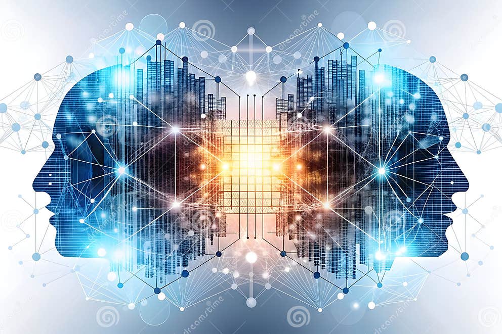 AI Powered Digital Twin Vector Concept As a Minimalistic Abstract ...