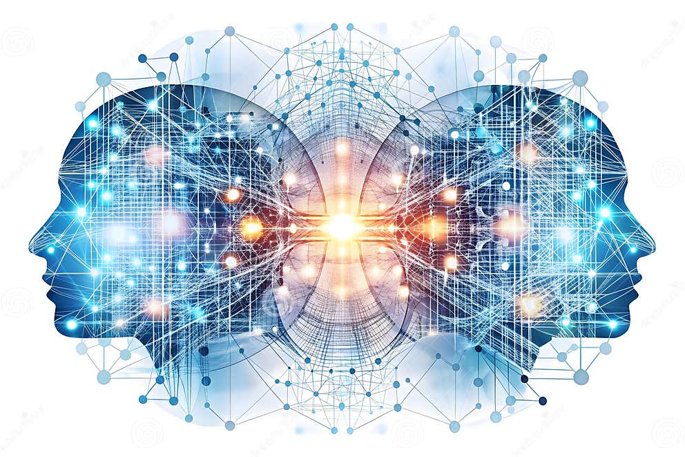 AI Powered Digital Twin Vector Concept As a Minimalistic Abstract ...