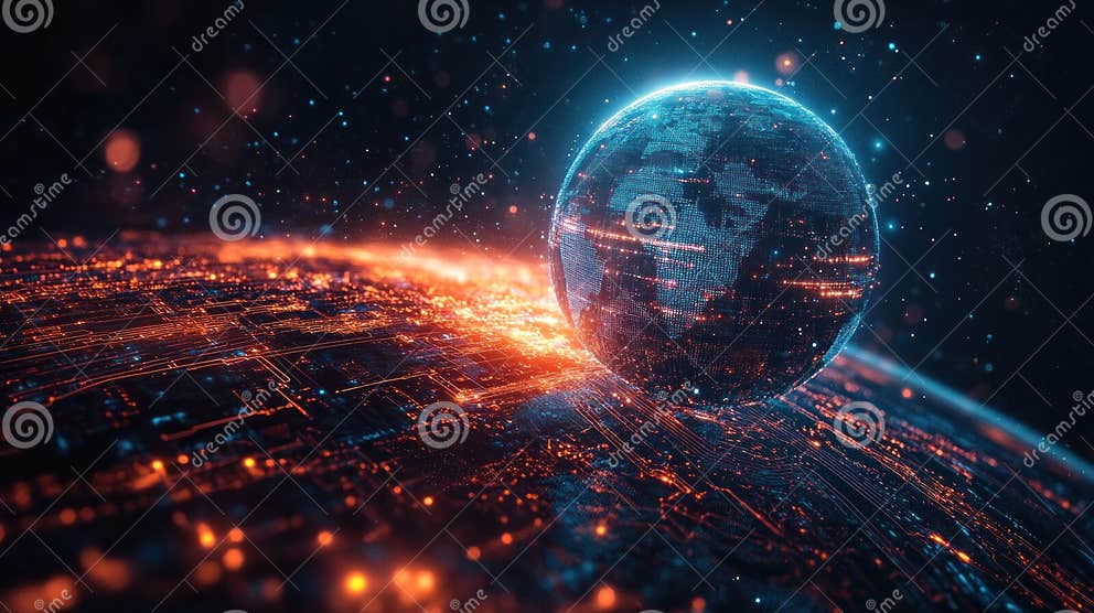 AI-Powered Globe with Digital Data Streams Symbolizing Global ...