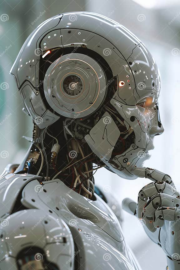 AI powered humanoid robot stock illustration. Illustration of analyzing ...