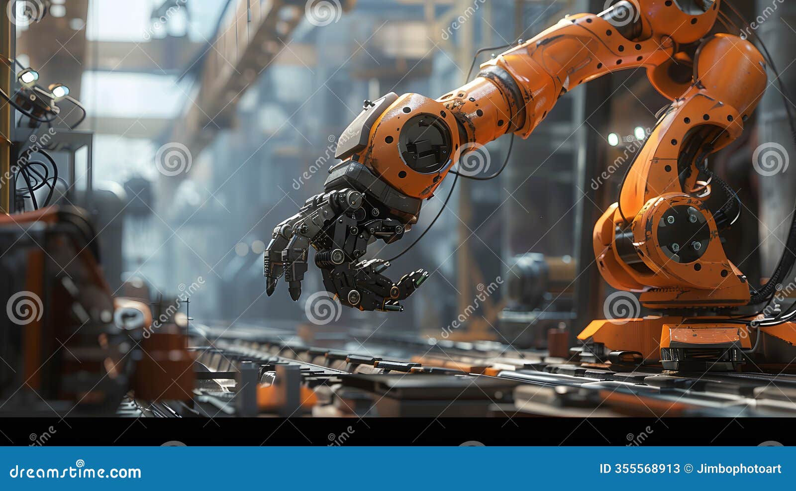 AI-powered Robotic Arm Assembling a Complex Piece. Stock Illustration ...
