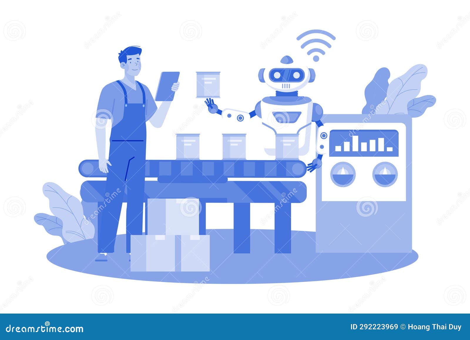 AI-powered Robots Automate Manufacturing Processes Stock Vector ...