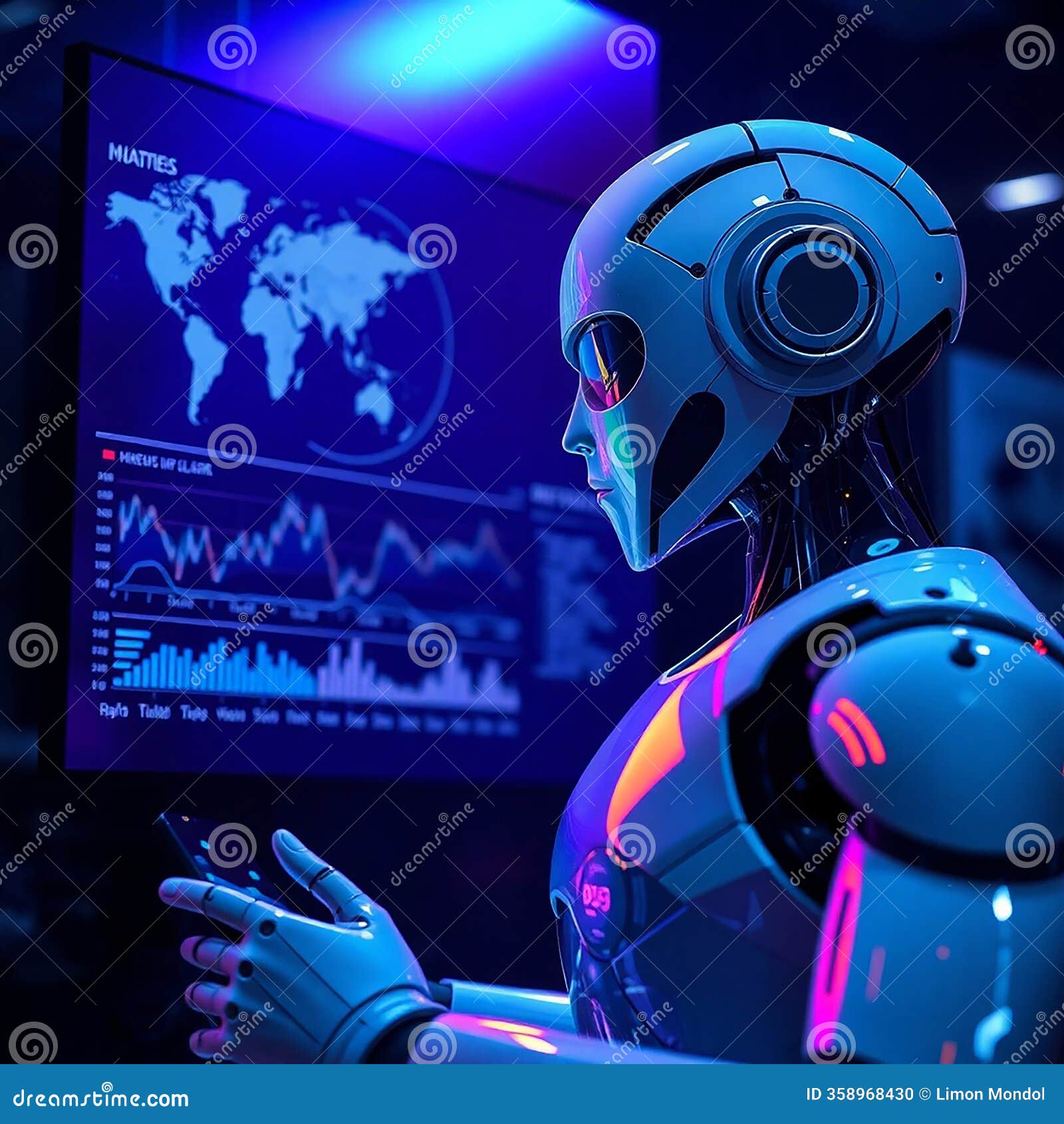 AI-Powered Robots in Cyber Operations Stock Photo - Image of darkness ...