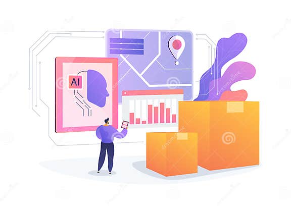 AI-Powered Route Optimization Abstract Concept Vector Illustration ...