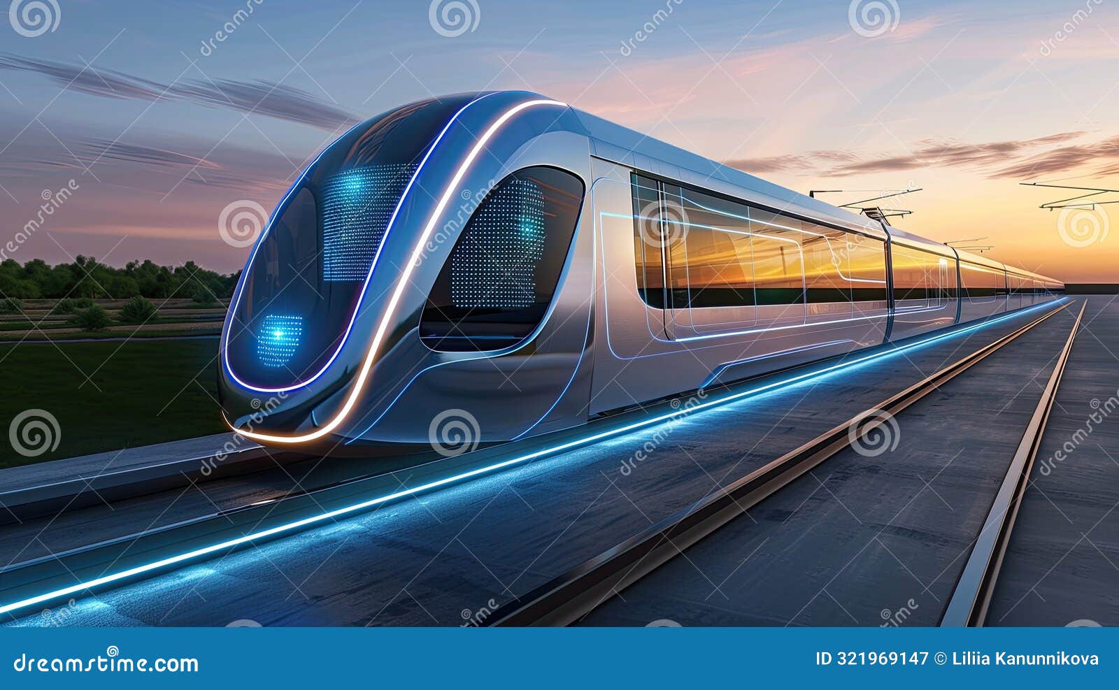 An AI-powered Train Racing on Tracks, Its Glowing Lines and Holographic ...